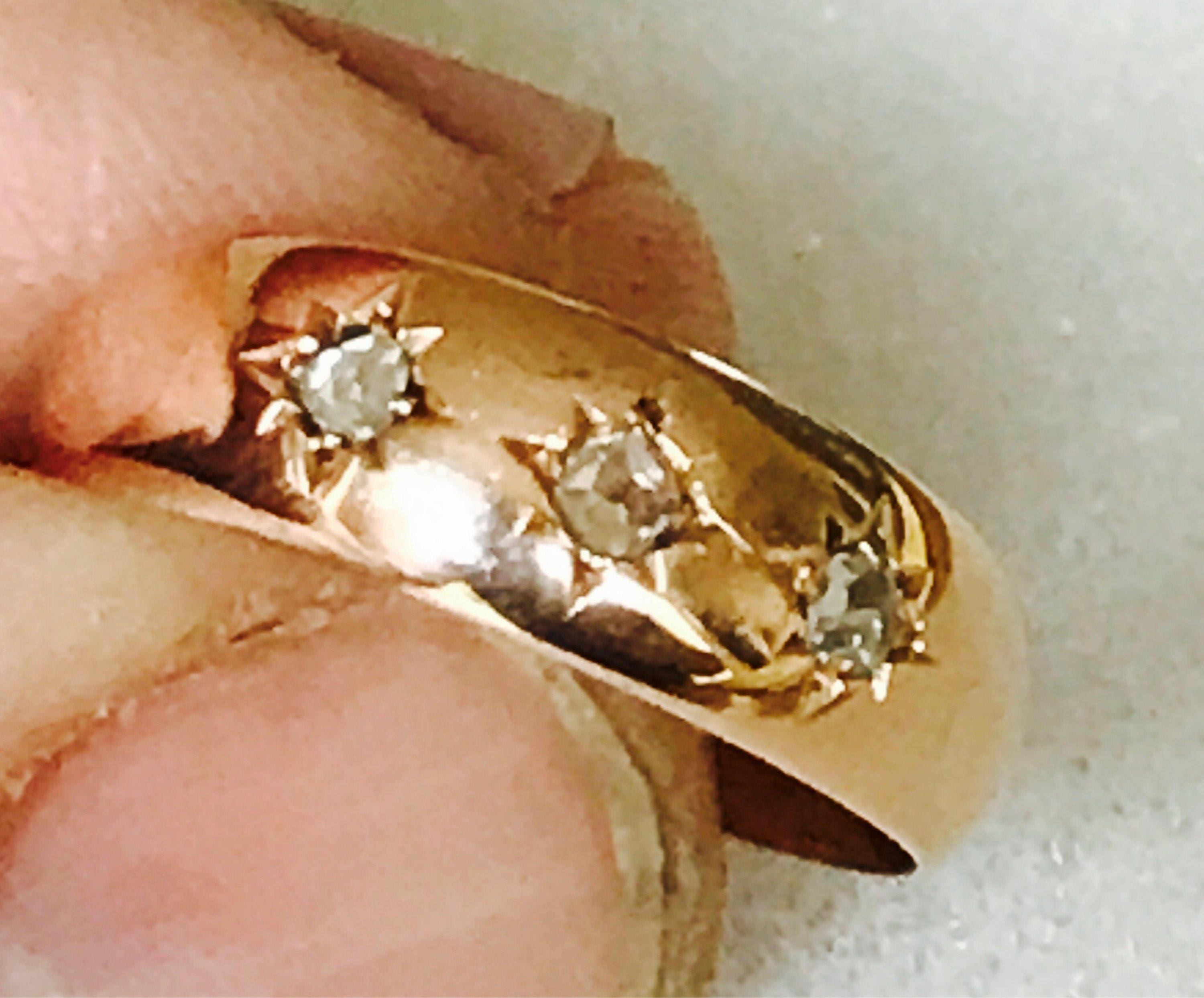 Stunning antique 15ct rose gold diamond gypsy ring - hallmarked 1877