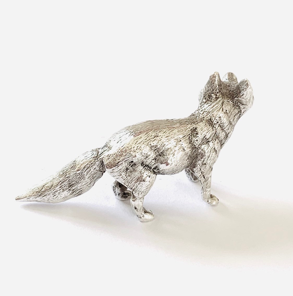 Superb vintage solid sterling silver Fox - hallmarked London 1992