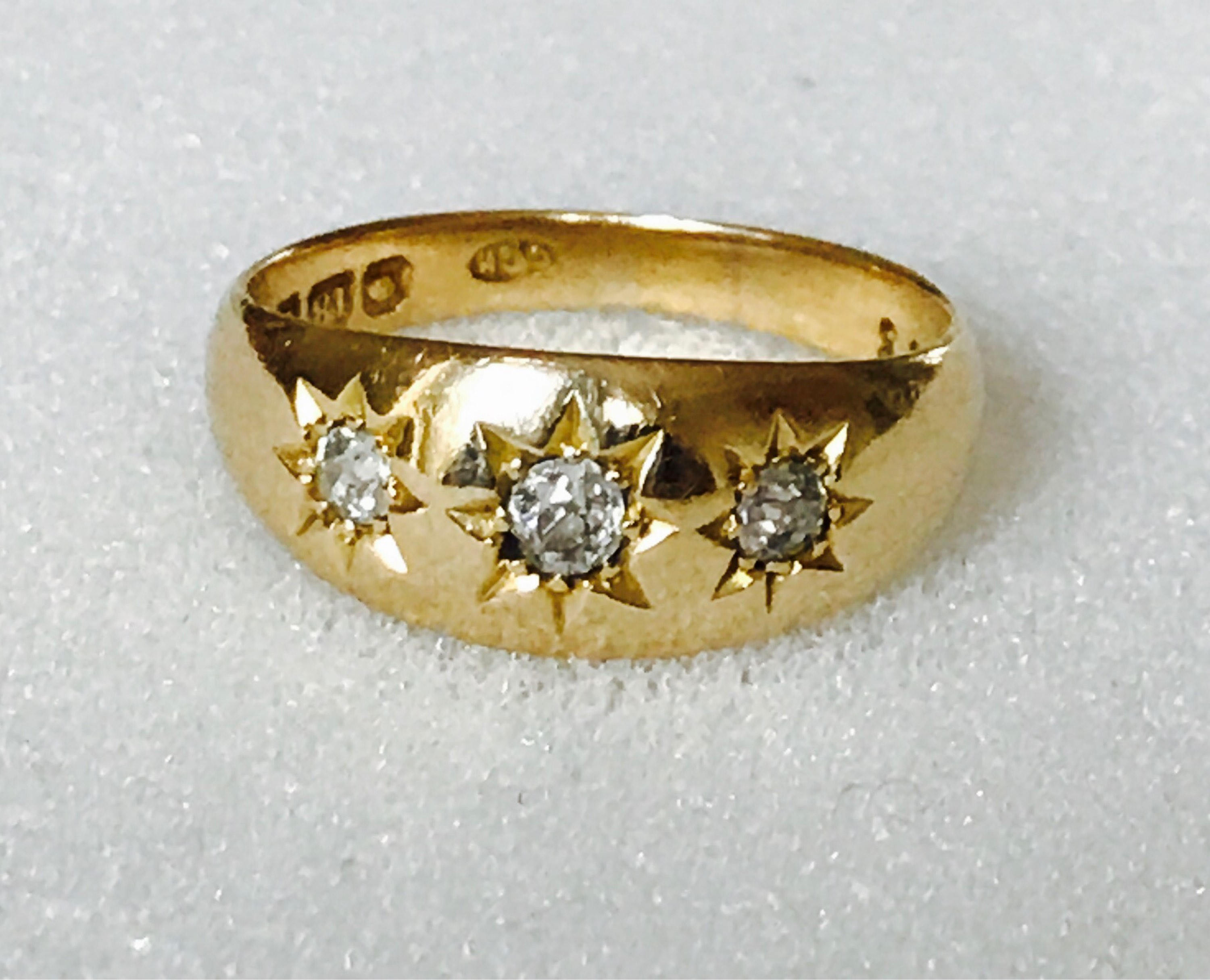 Stunning antique 18ct gold diamond gypsy ring - hallmarked Birmingham 1907