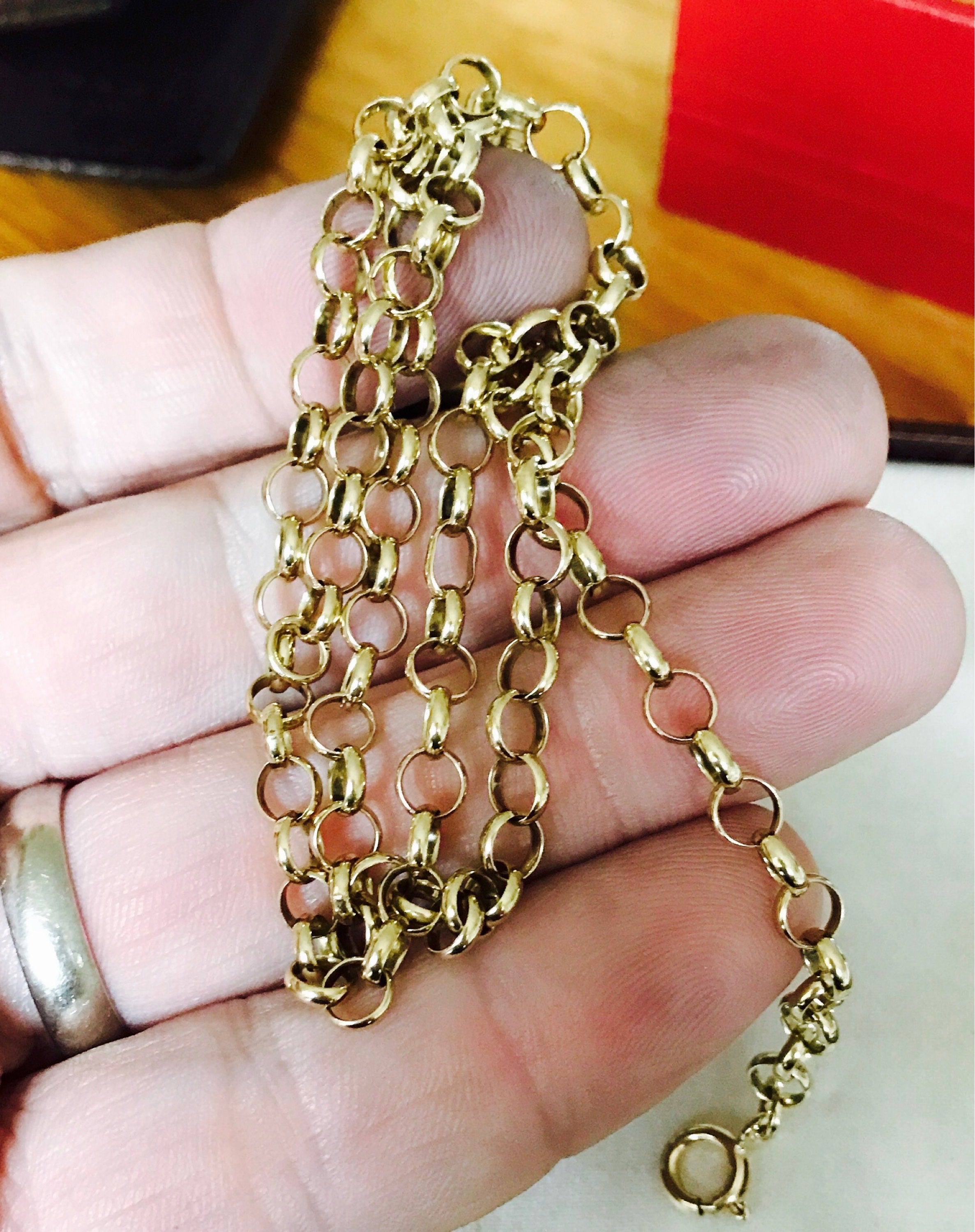 Vintage 9ct yellow gold 19 inch Belcher style chain - fully hallmarked ...