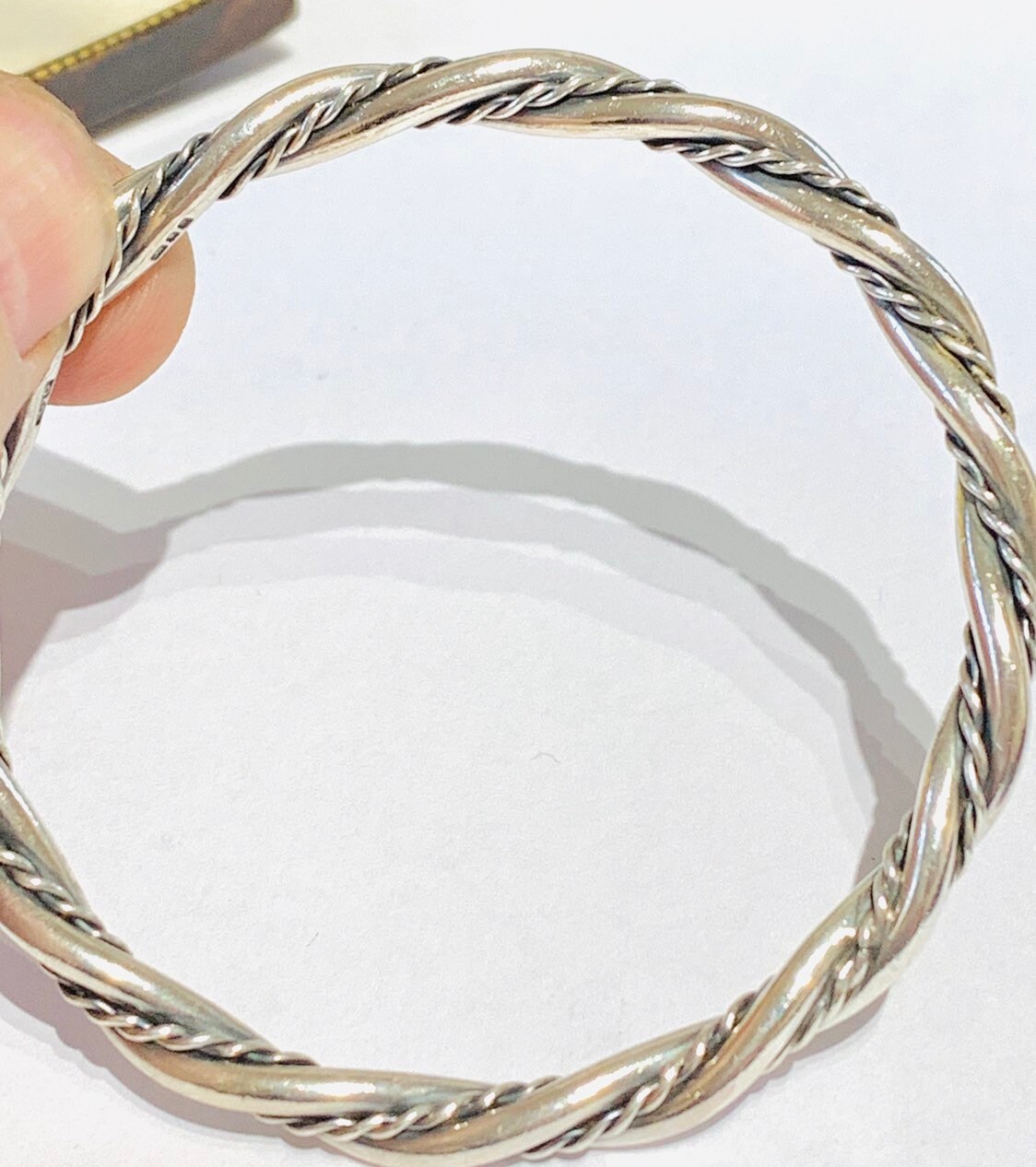 Superb vintage solid Sterling Silver twist bangle - hallmarked London 1998
