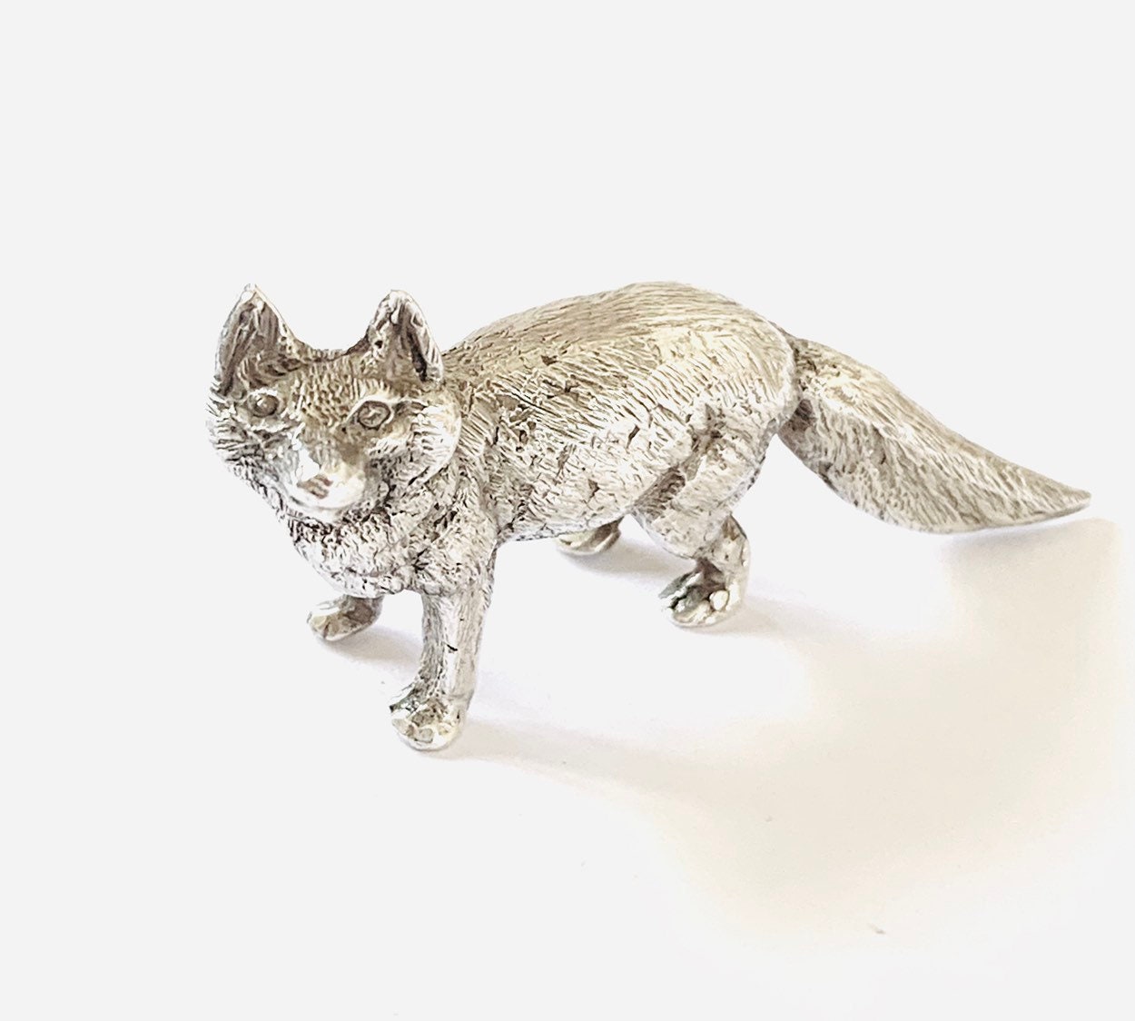 Superb vintage solid sterling silver Fox - hallmarked London 1992