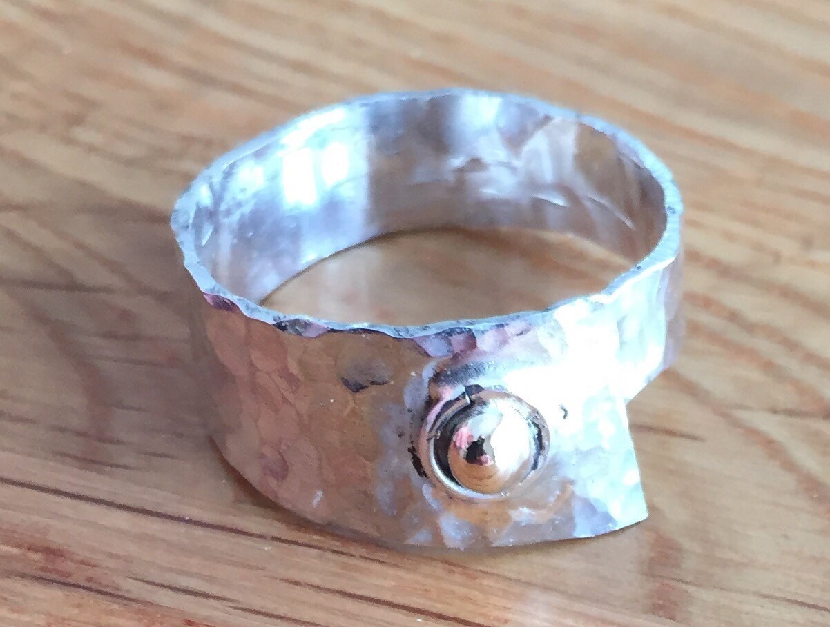 Handmade 9ct gold & sterling silver ring