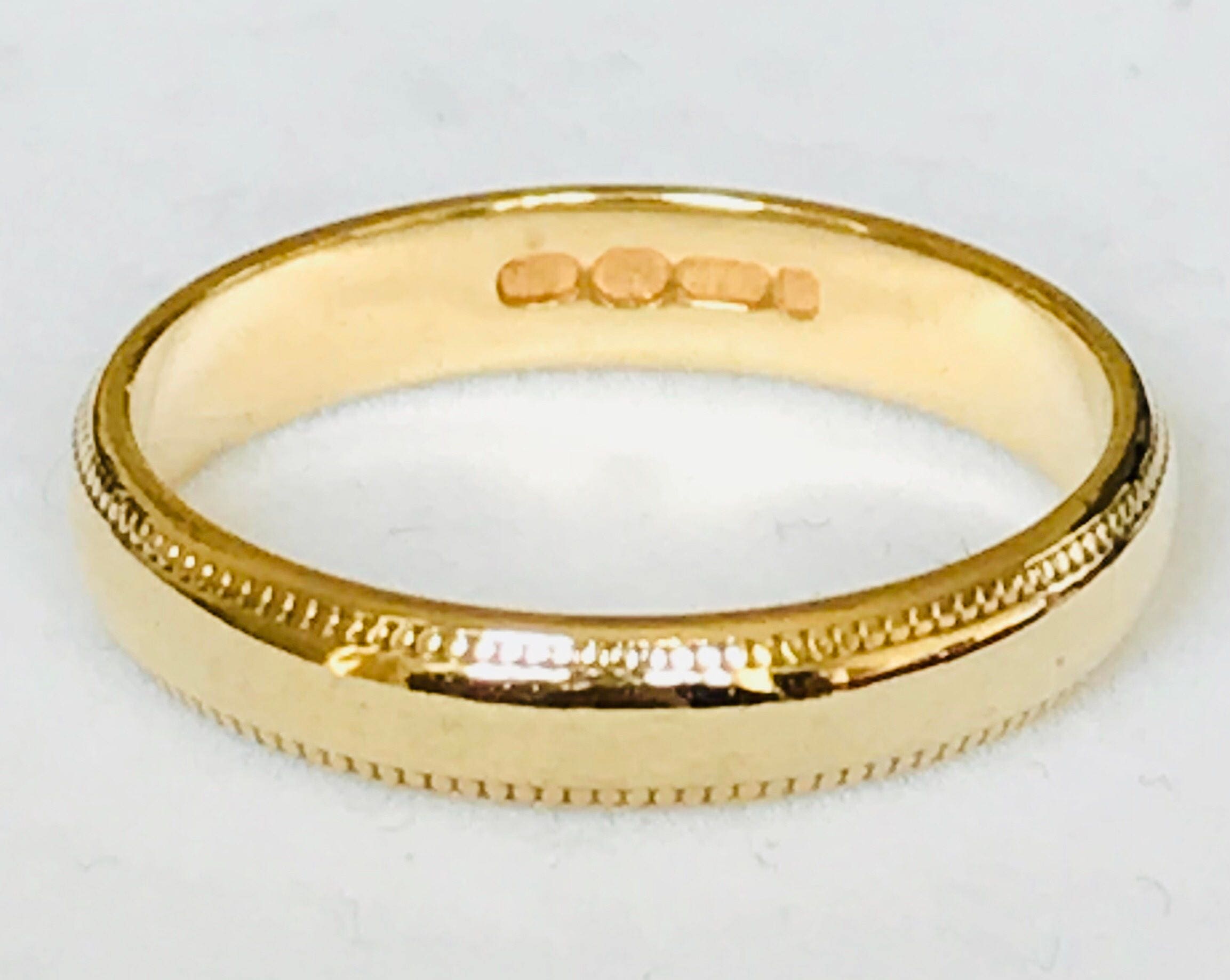 Stunning vintage 9ct gold milled edge ladies wedding ring