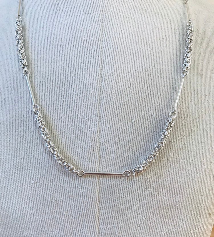 Stunning vintage sterling silver 23 inch fancy link chain - hallmarked ...