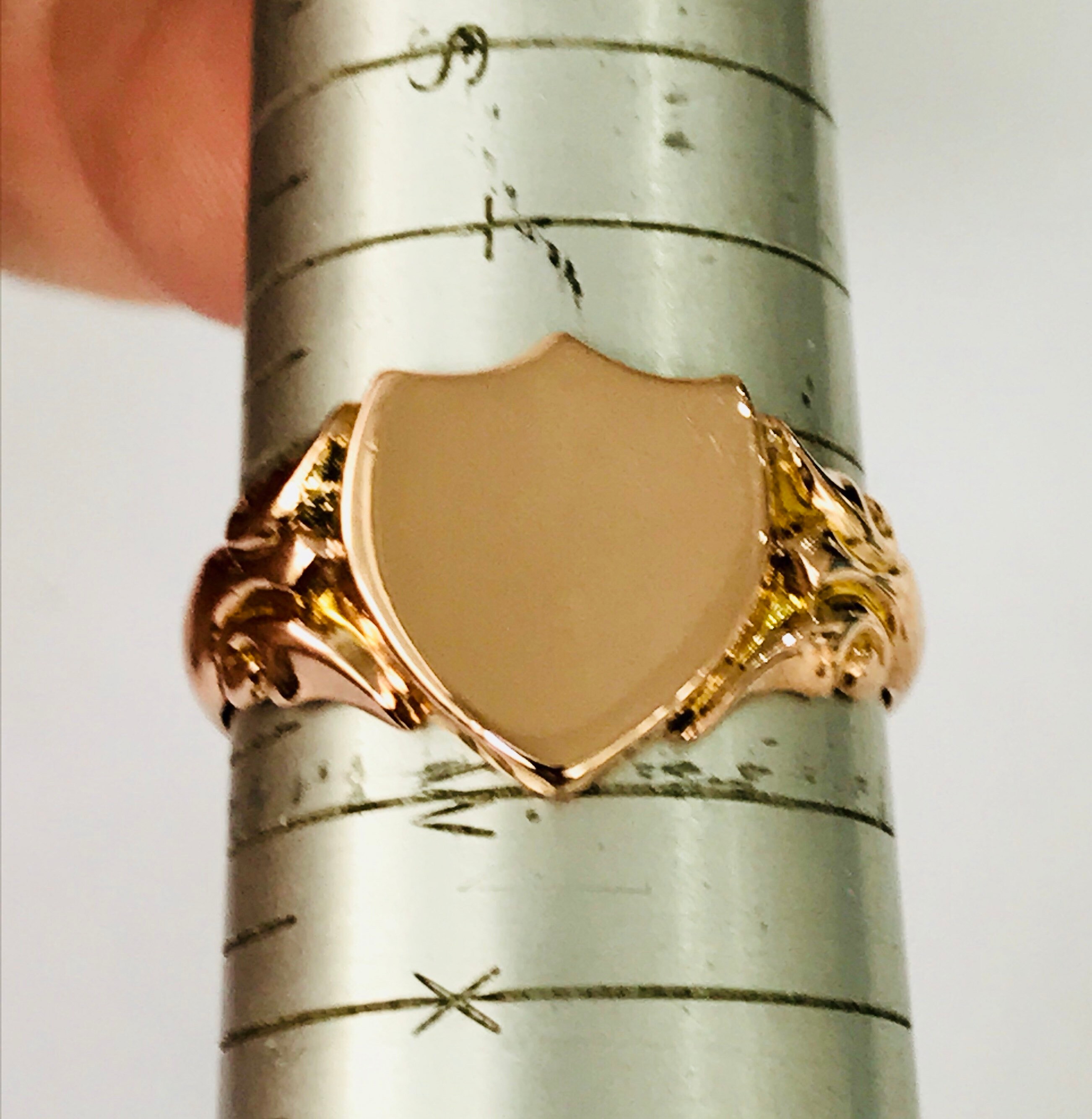 Superb antique 9ct rose gold Men's shield Signet ring - hallmarked ...