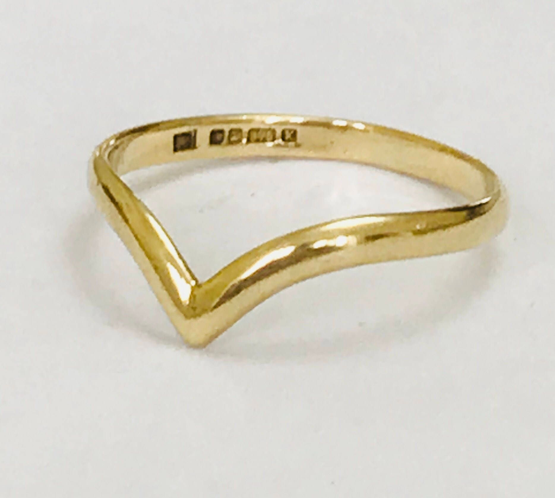 Vintage 9ct yellow gold wishbone ring - Sheffield 1984