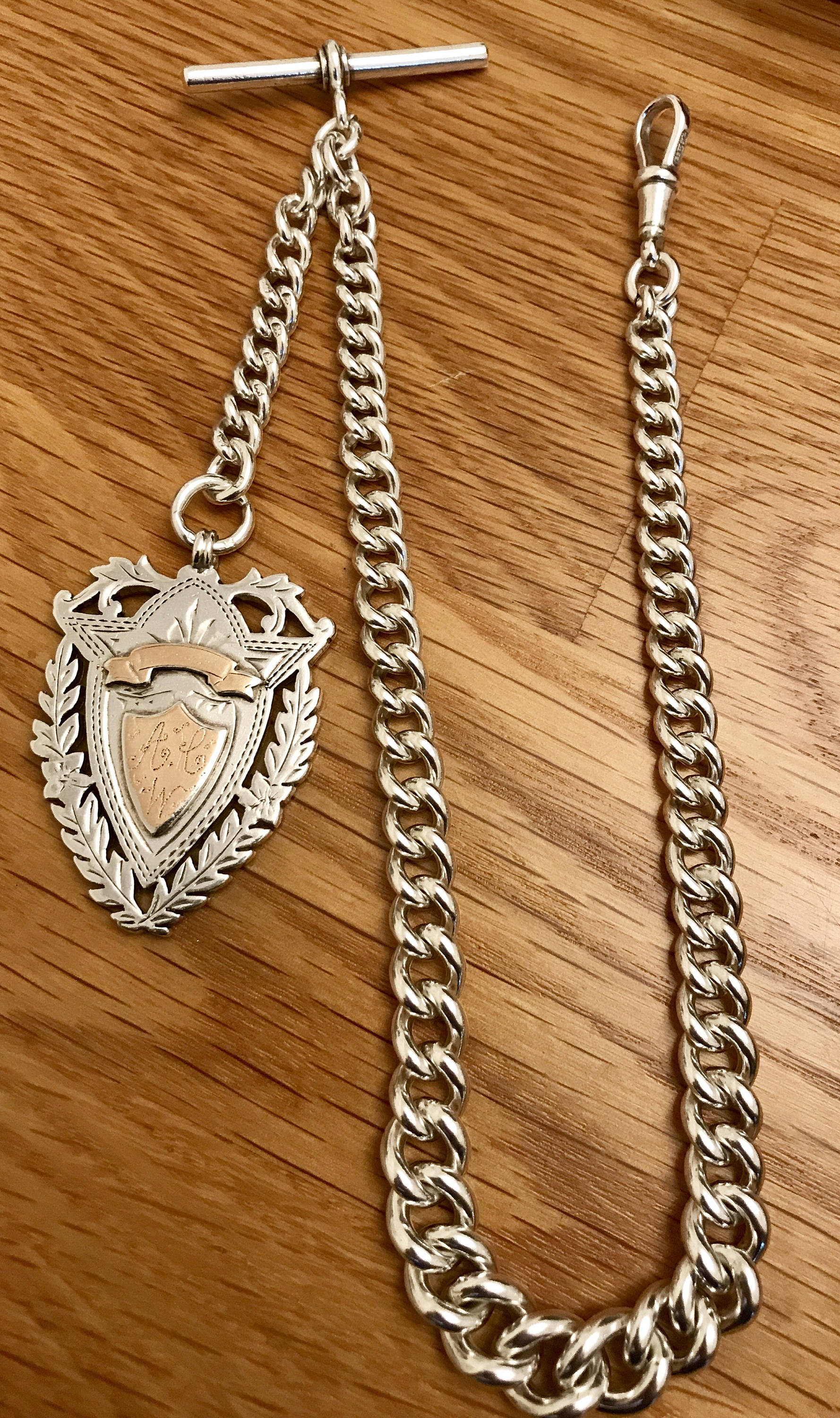 Fabulous heavy original antique Edwardian Albert chain & fob - 1902