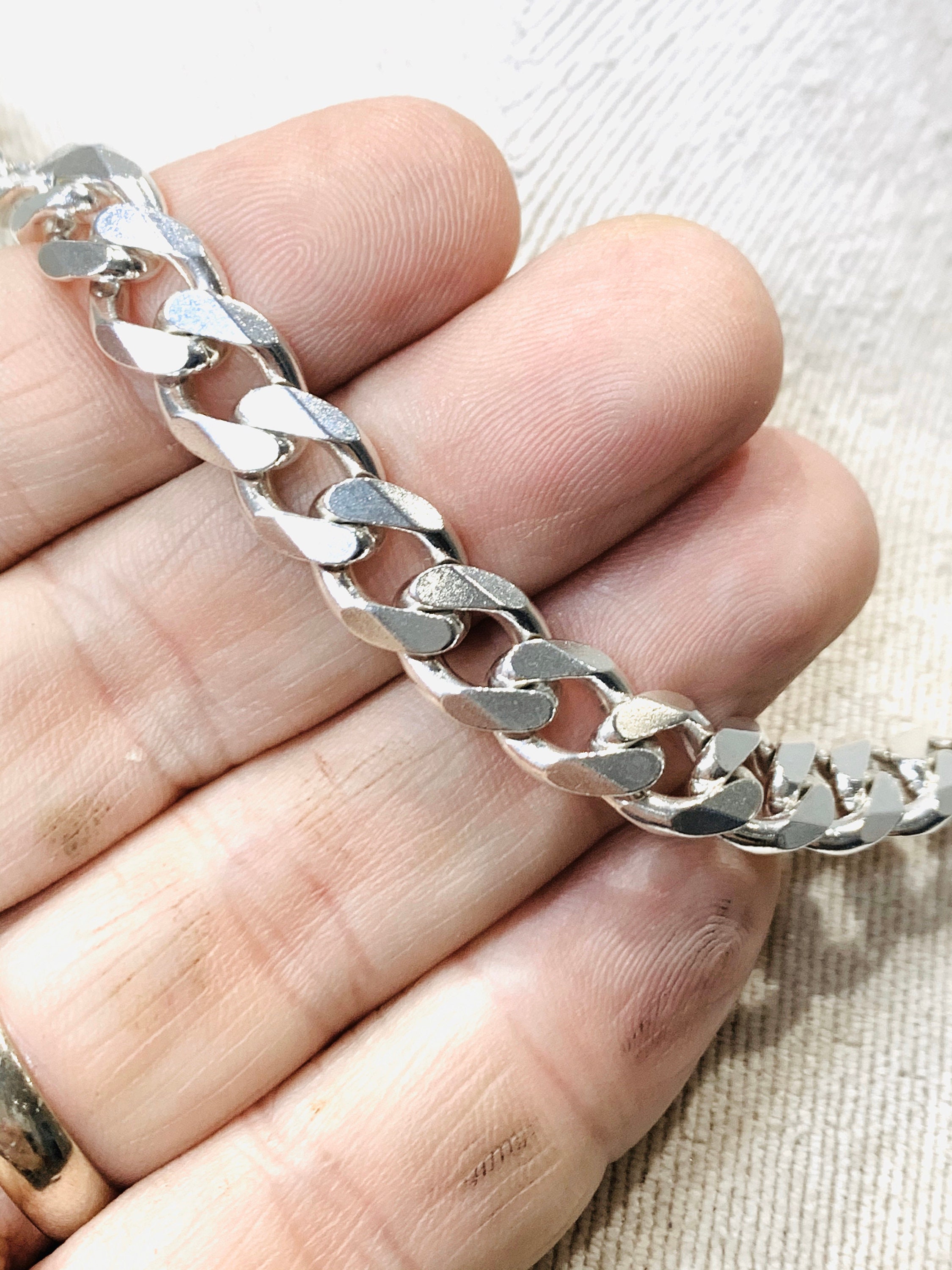 Vintage heavy 19 inch sterling silver curb link chain - fully ...