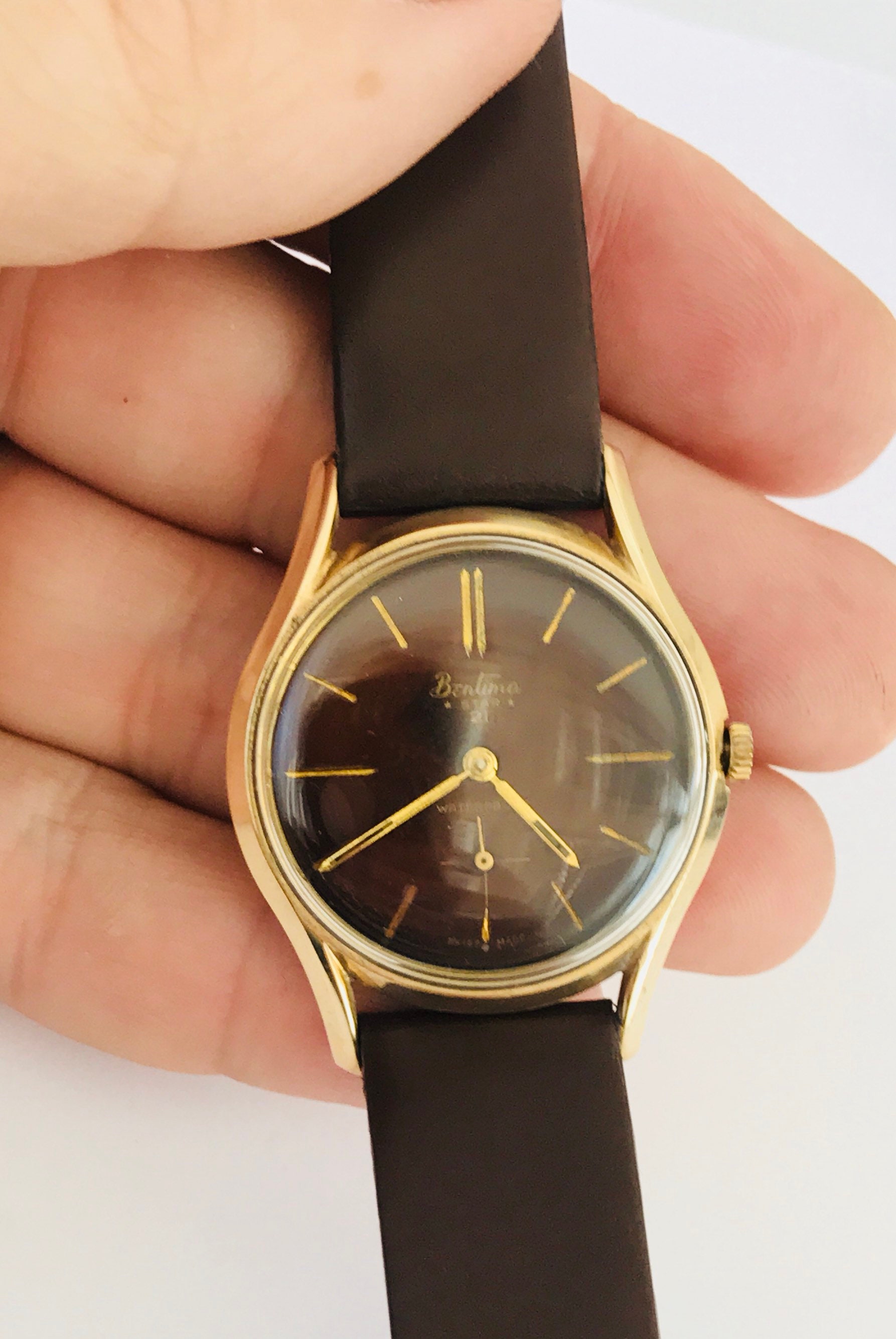 Superb vintage 9ct gold unisex Bentima Star 21 jewel manual wristwatch ...
