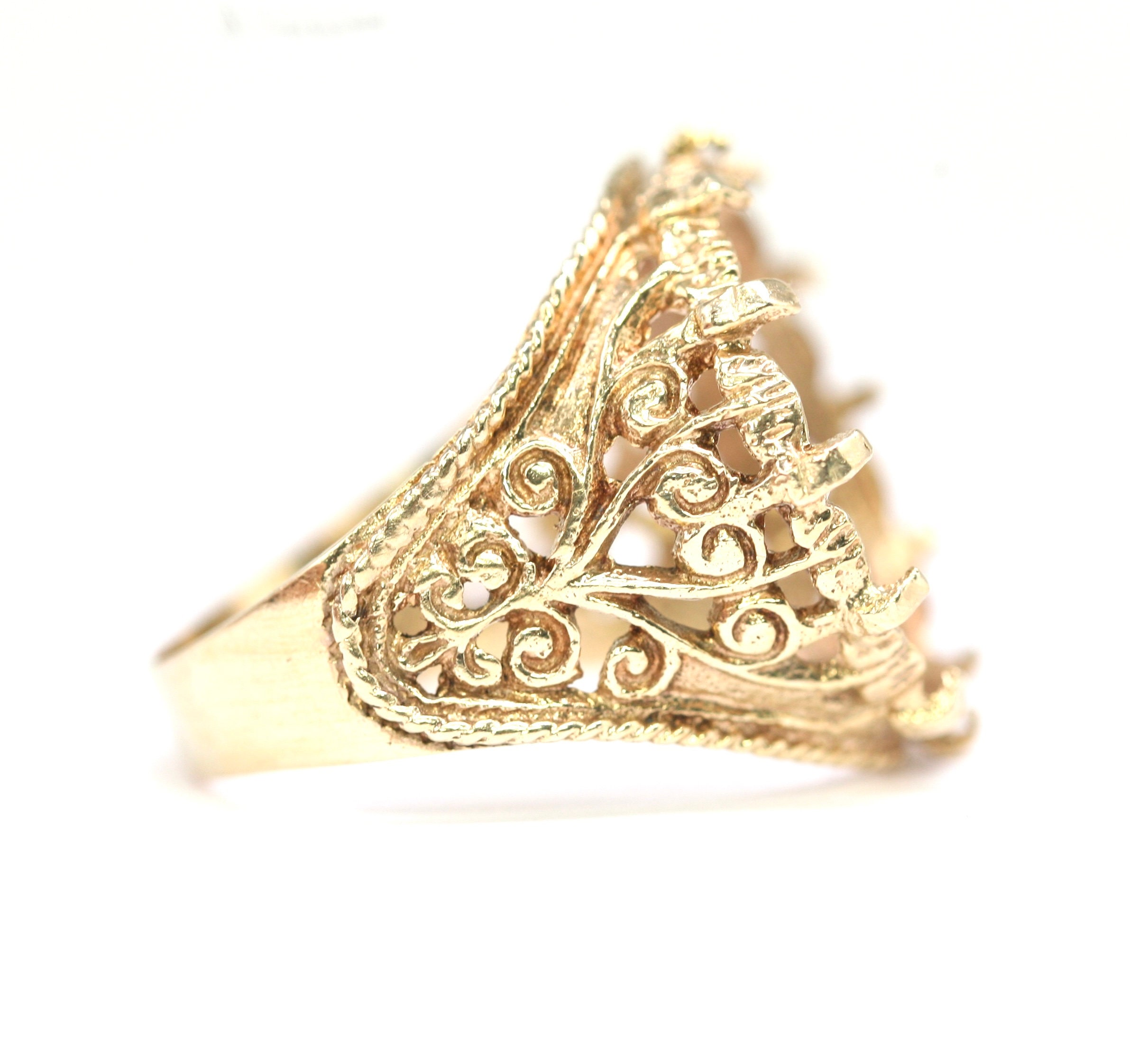 Vintage ornate 9ct gold full Sovereign ring mount - fully hallmarked ...