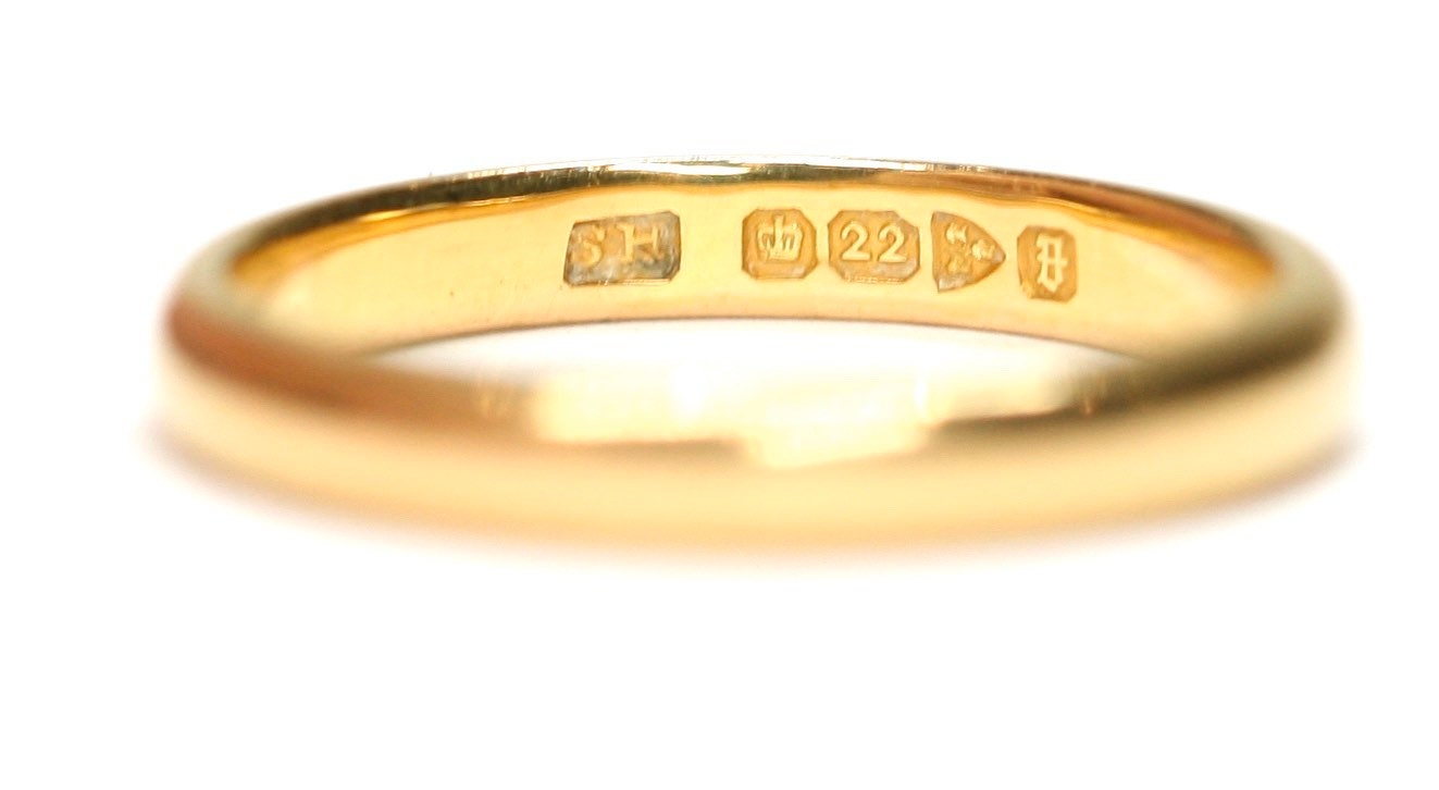 Superb antique 22ct gold wedding ring - hallmarked Chester 1934 - size ...