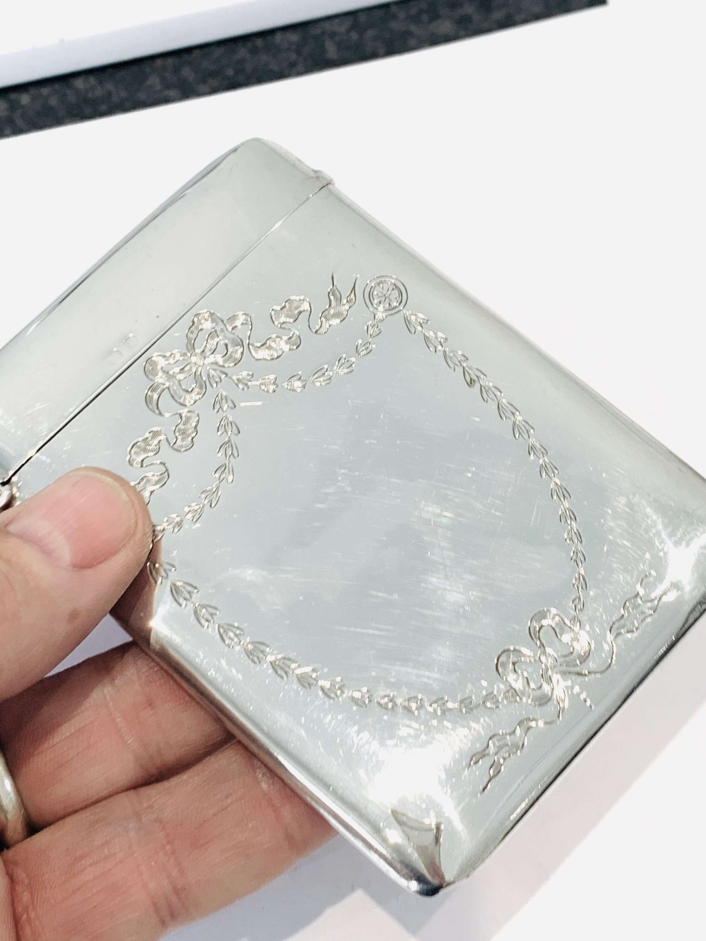 Superb antique Edwardian sterling silver card case engraved with ...