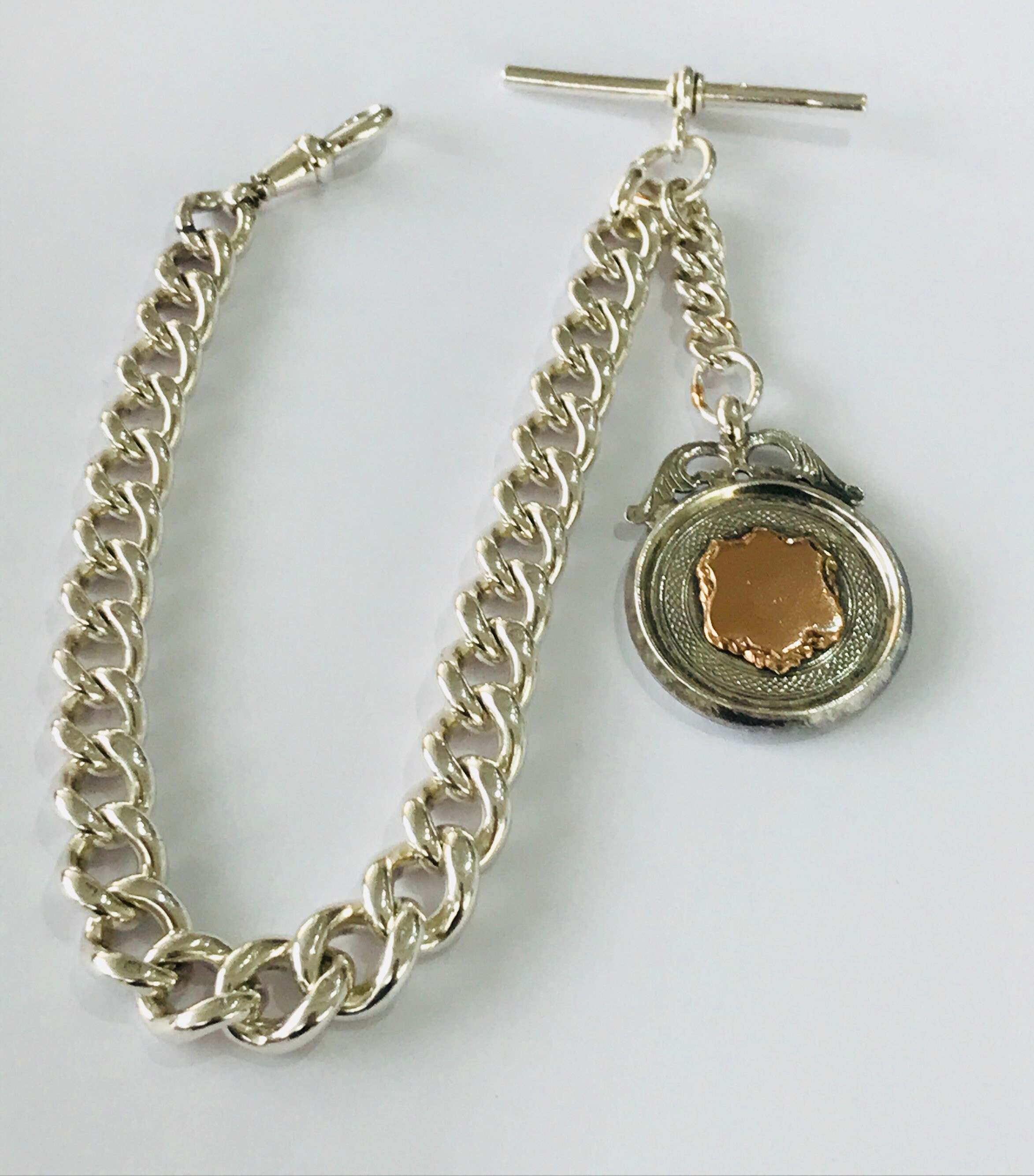 Superb antique graduated Sterling Silver Albert pocket watch chain and ...