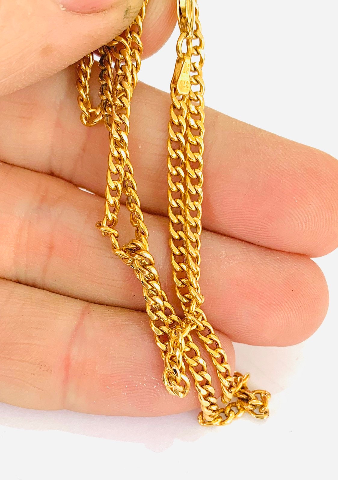 Vintage 9ct yellow gold 15 inch chain - fully hallmarked