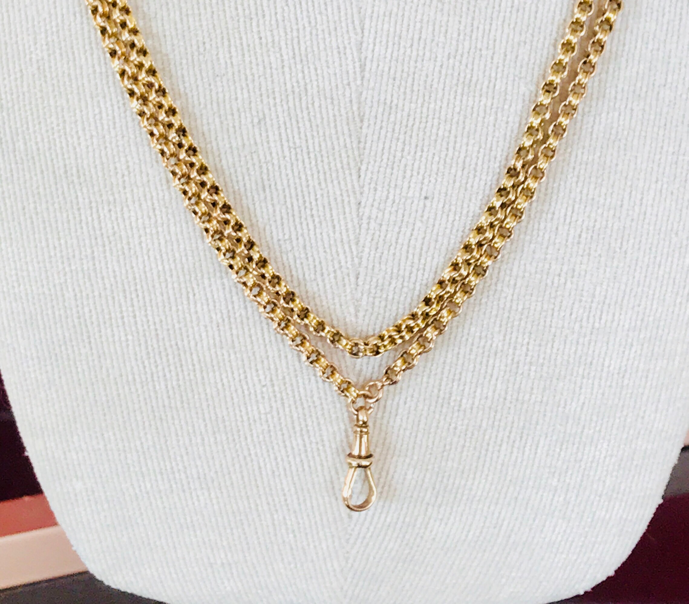 Superb antique - Victorian 9ct gold Muff chain necklace - 54 inches