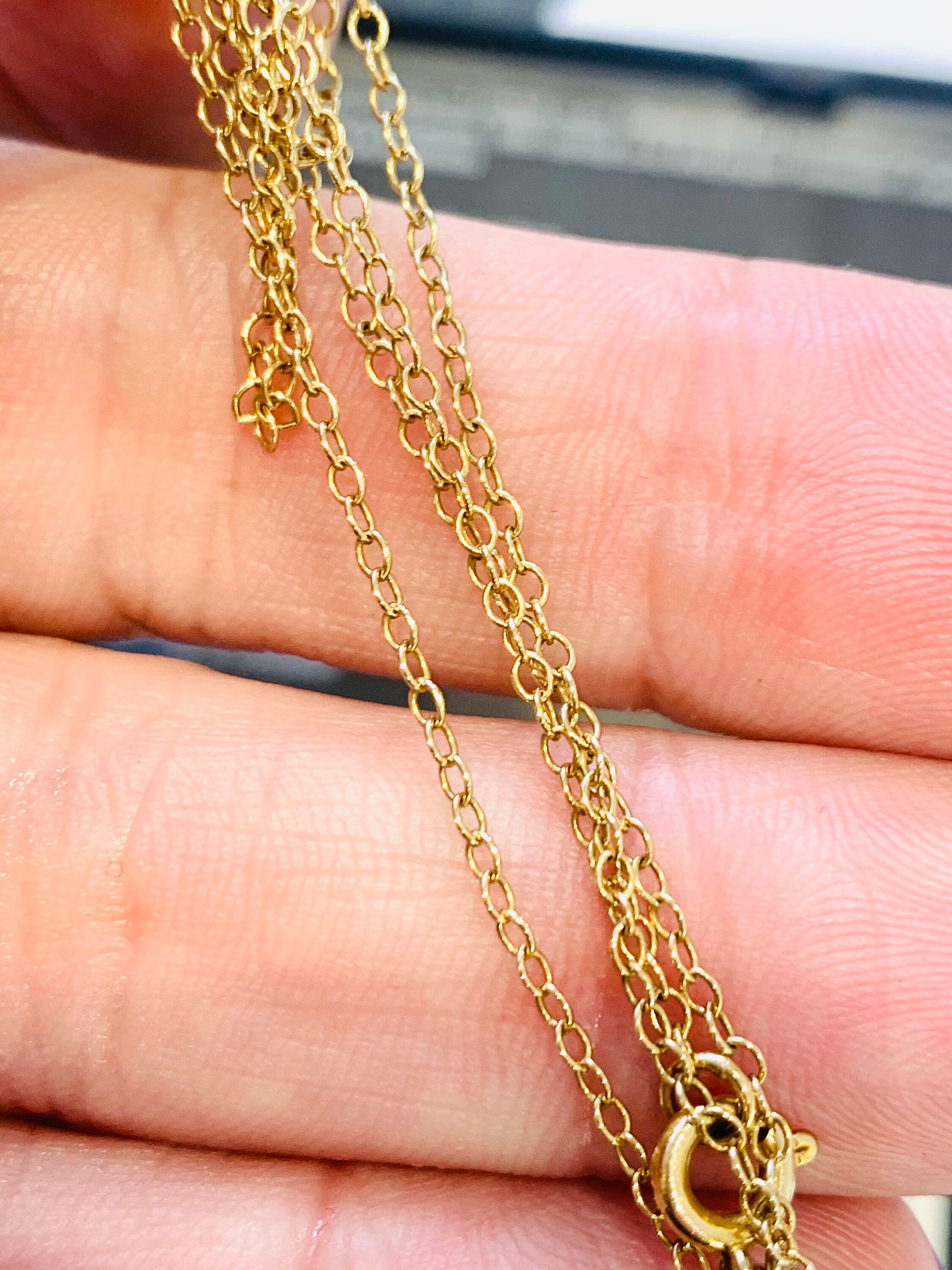 Vintage 9ct yellow gold 21 inch fine link chain