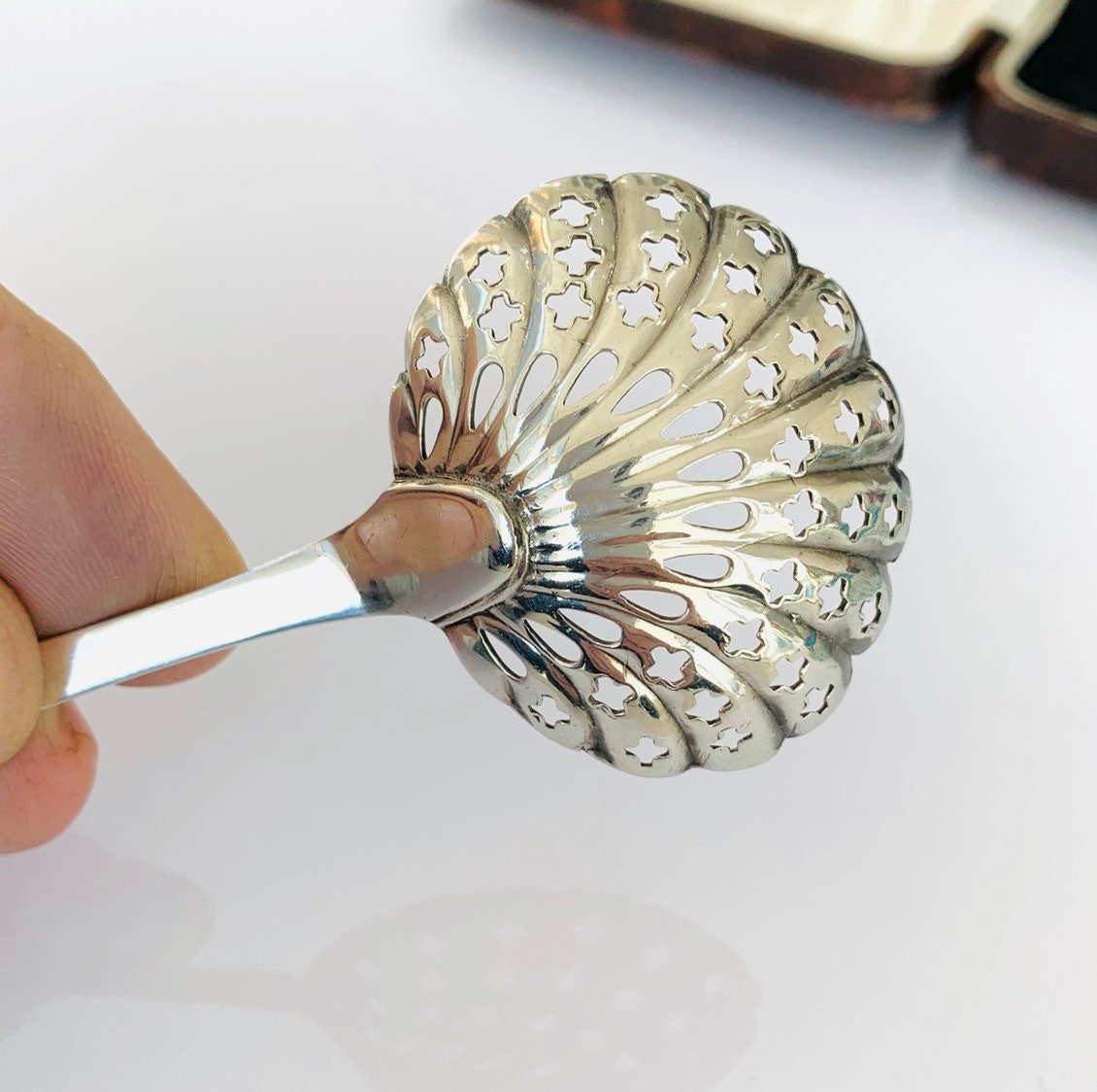 Superb antique sterling silver Sugar Sifter spoon - Made in Sheffield ...