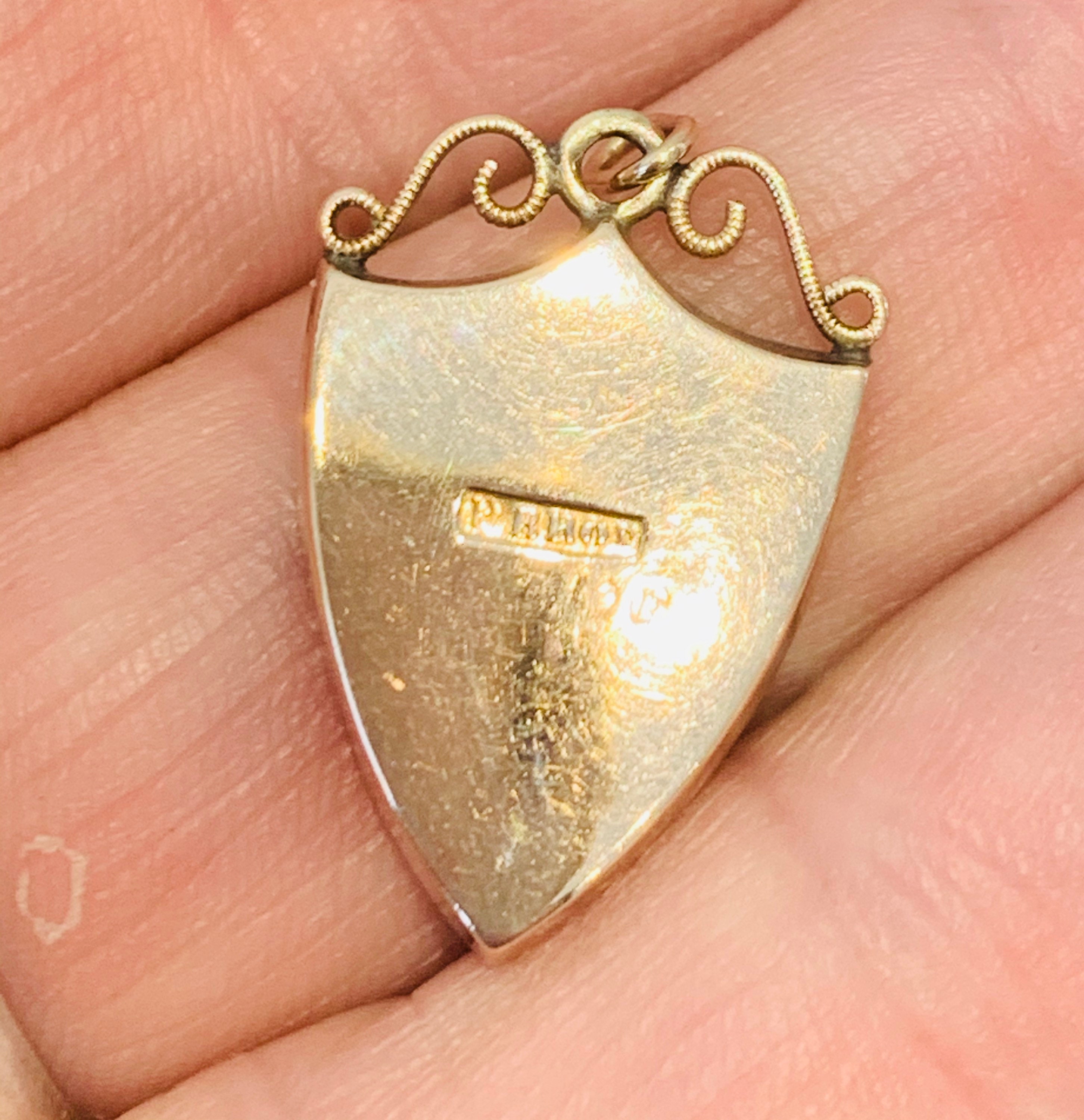 Superb antique Edwardian 9ct rose gold shield shaped fob pendant ...