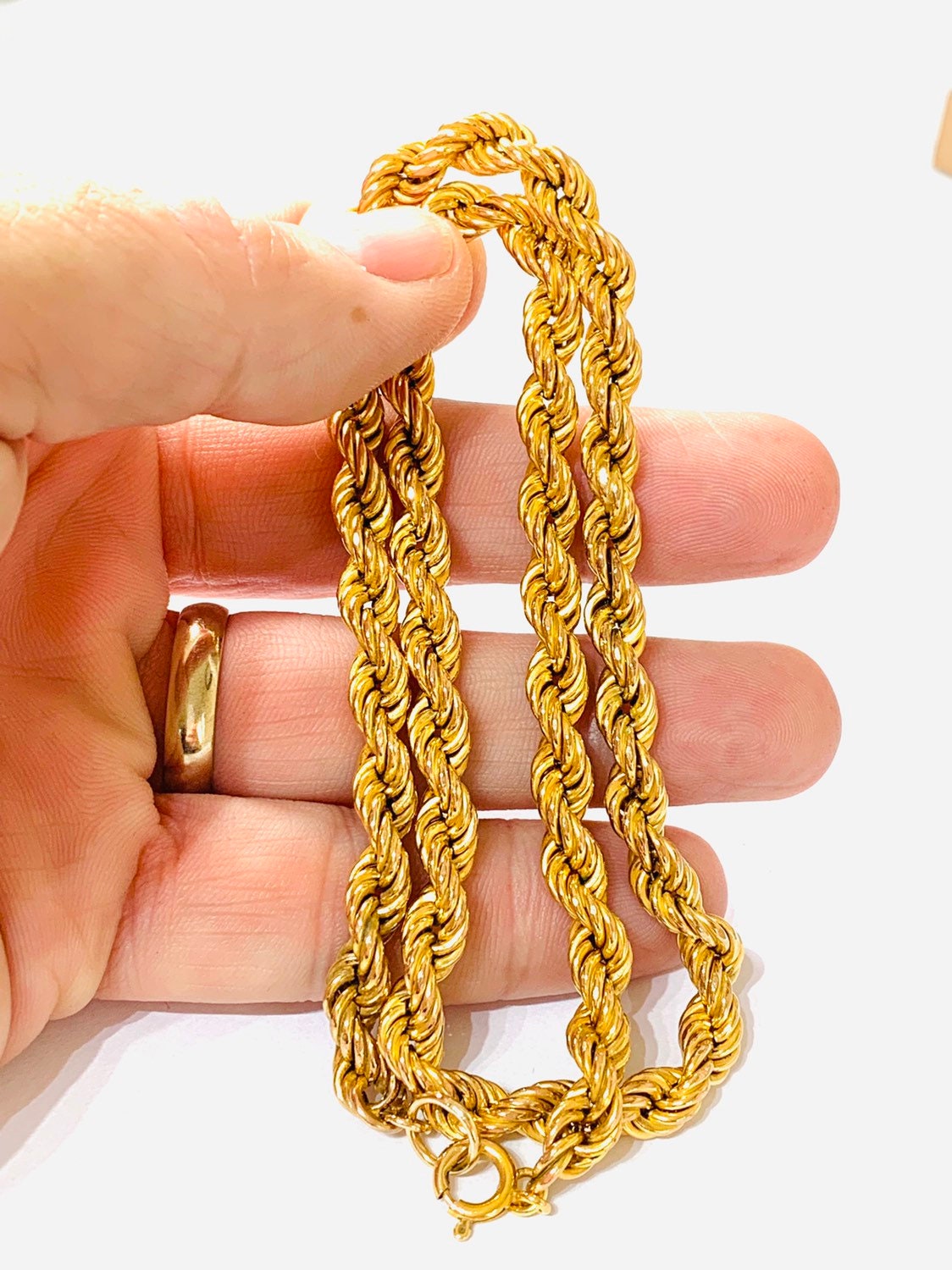 Superb vintage thick heavy 9ct gold 18 inch rope twist chain - fully ...