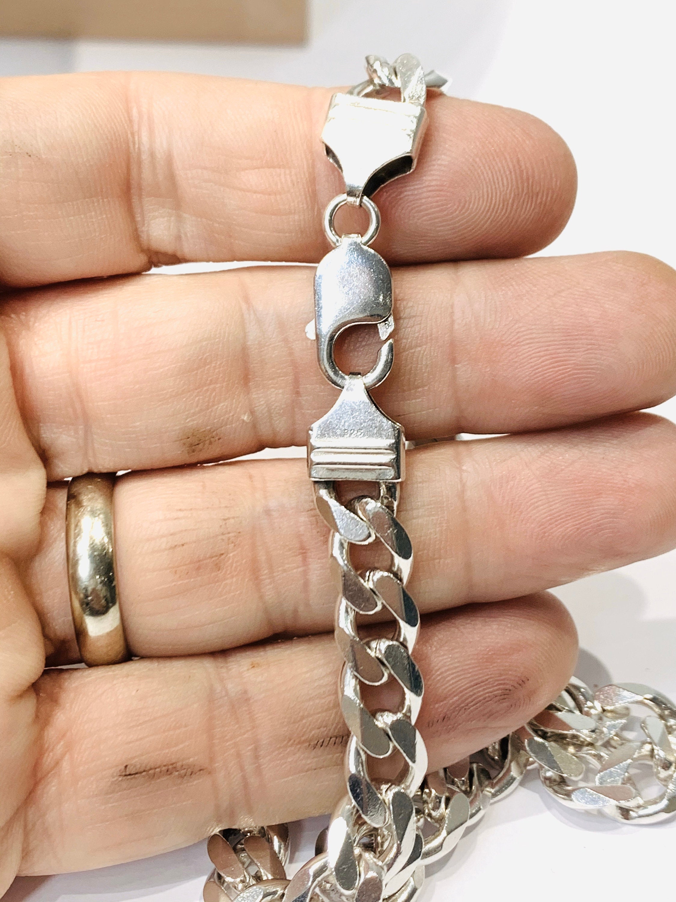 Vintage heavy 19 inch sterling silver curb link chain - fully ...