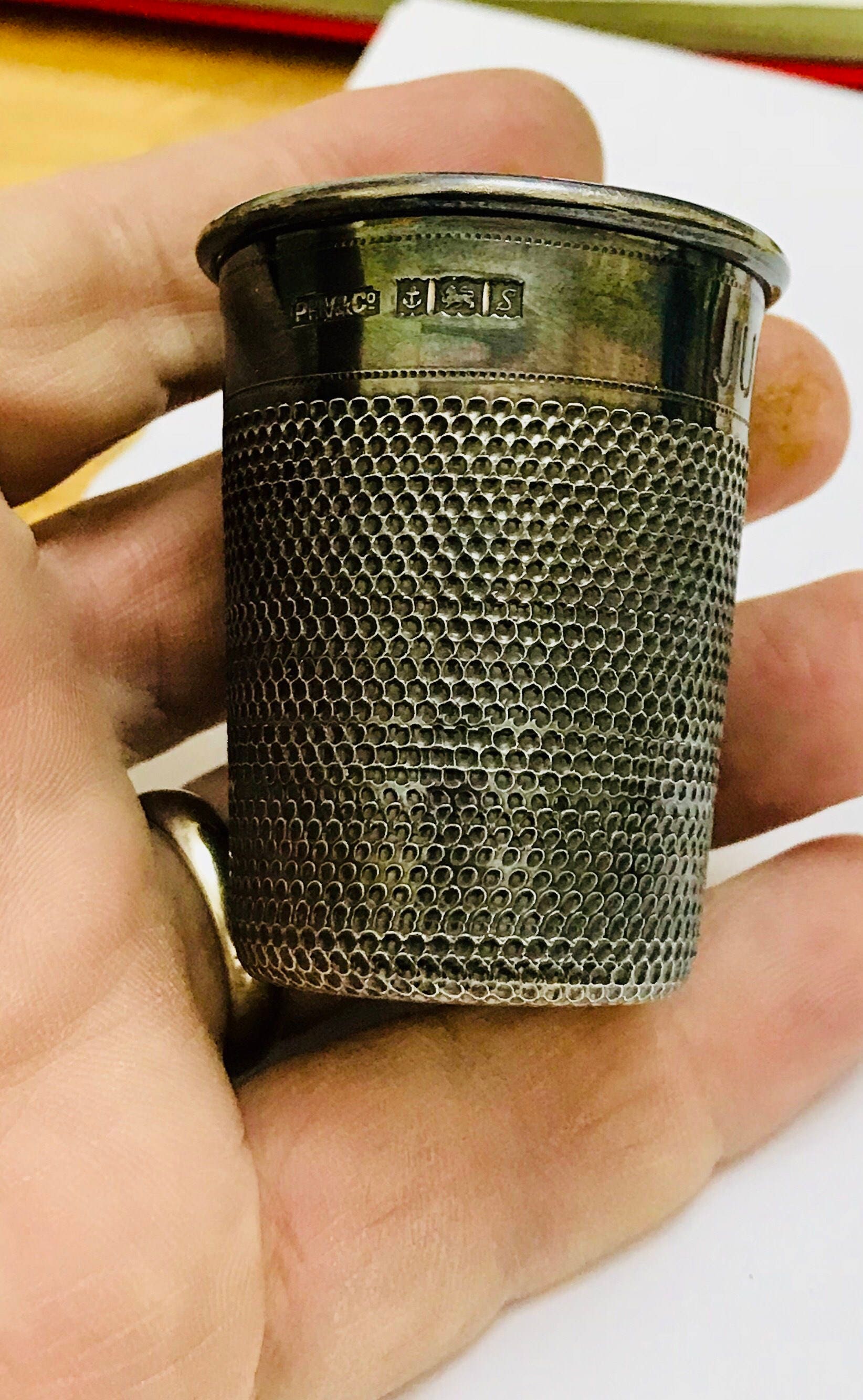 Superb vintage sterling silver Thimble pattern shot measure ...