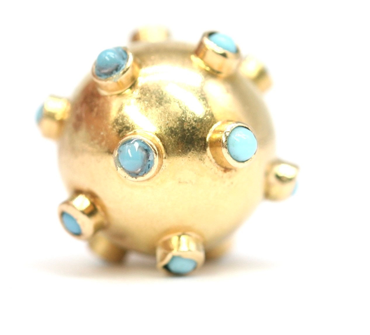 Superb rare vintage 18ct gold Sputnik pendant or charm with Turquoise ...