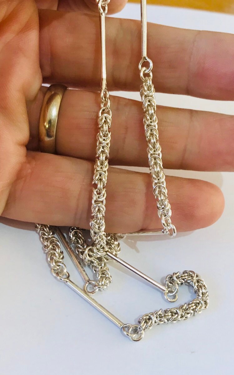 Stunning vintage sterling silver 23 inch fancy link chain - hallmarked ...