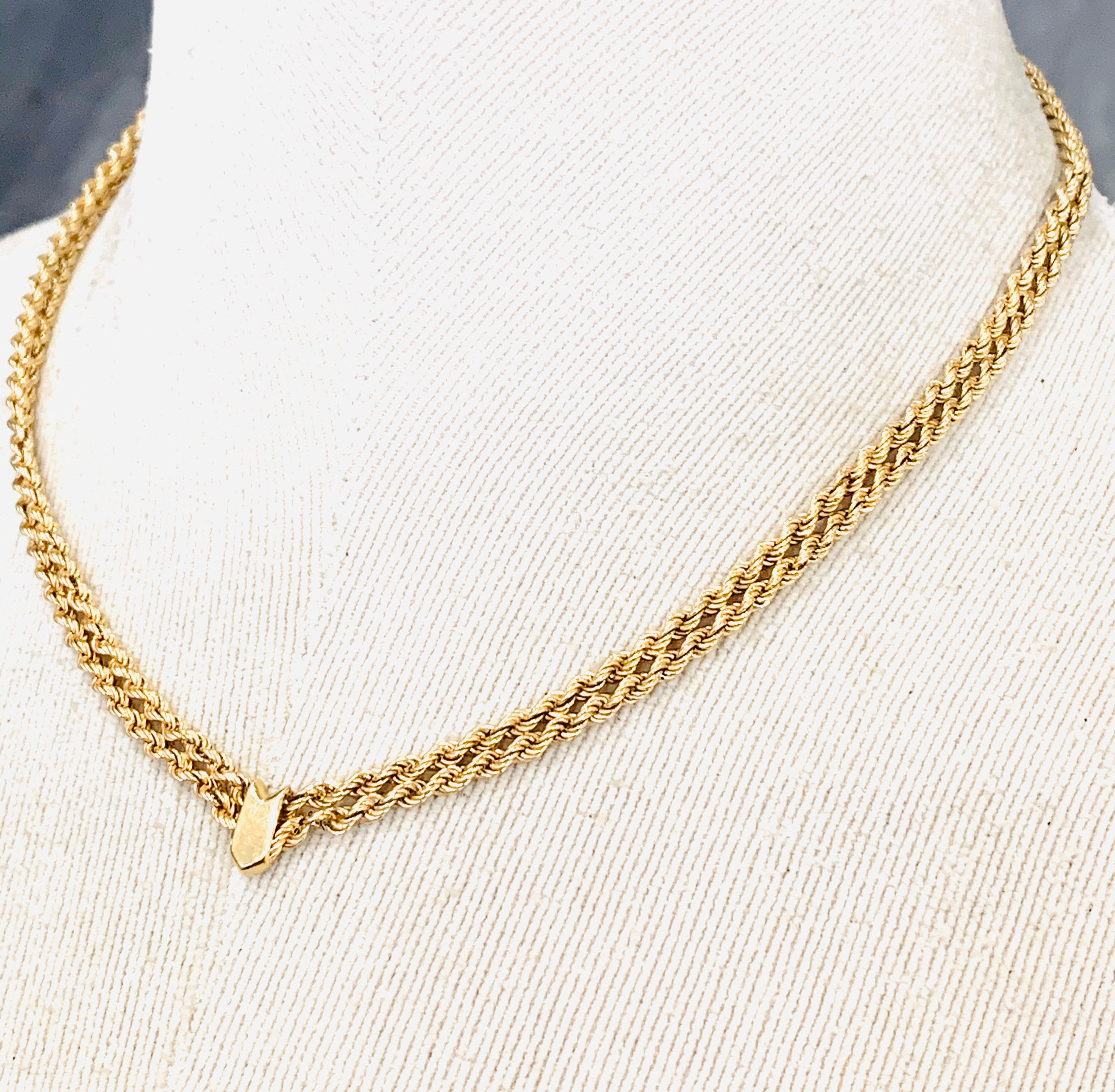 Superb vintage 9ct yellow gold 17 inch double rope twist chain - fully ...