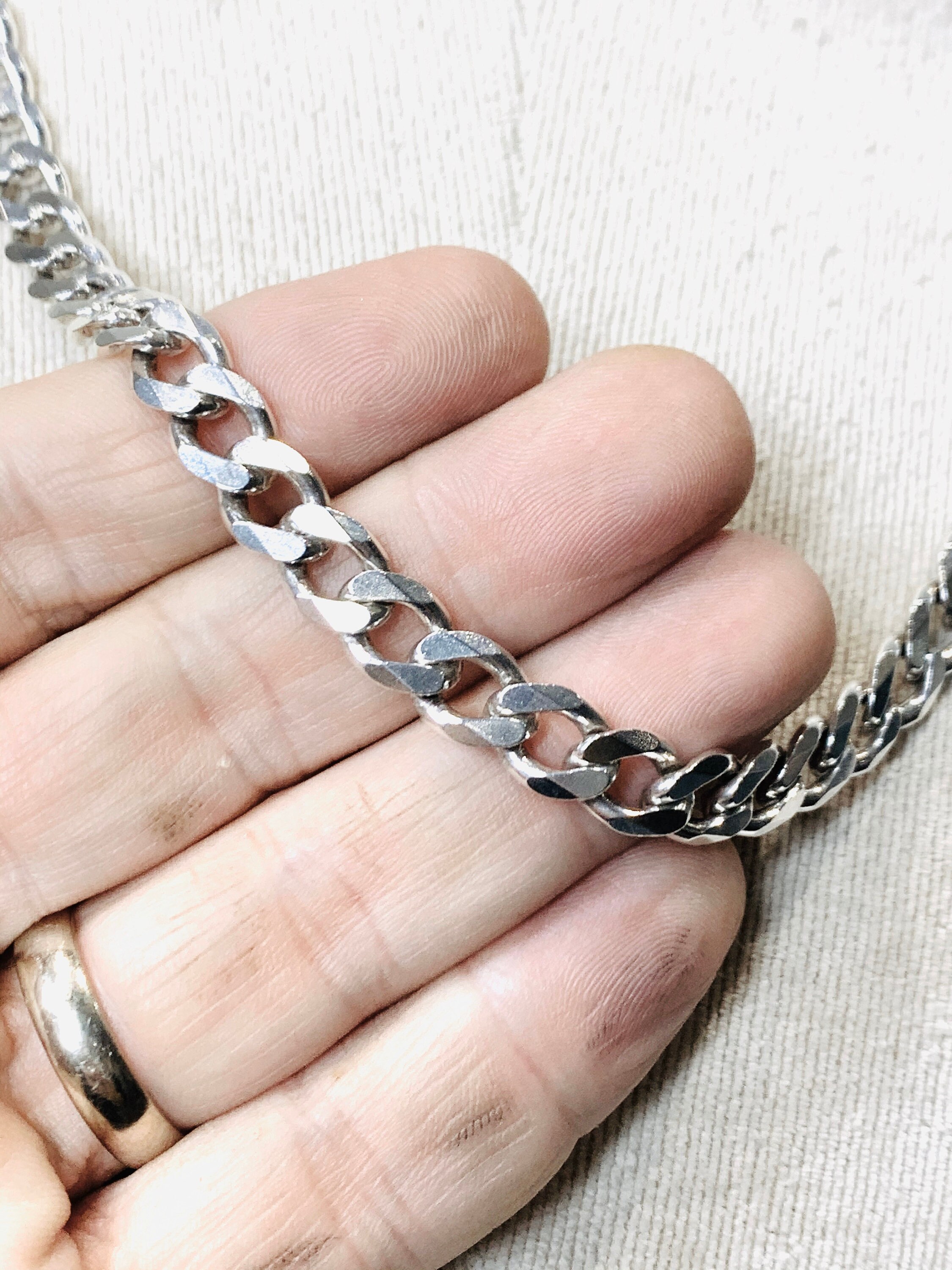 Superb vintage heavy 22 inch sterling silver curb link chain - fully ...