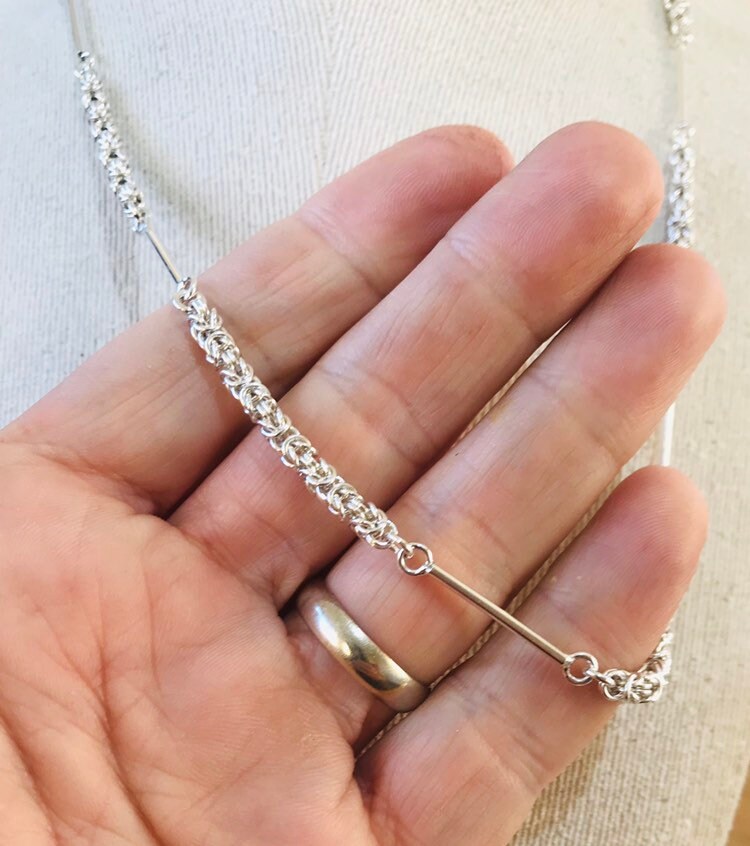 Stunning vintage sterling silver 23 inch fancy link chain - hallmarked ...