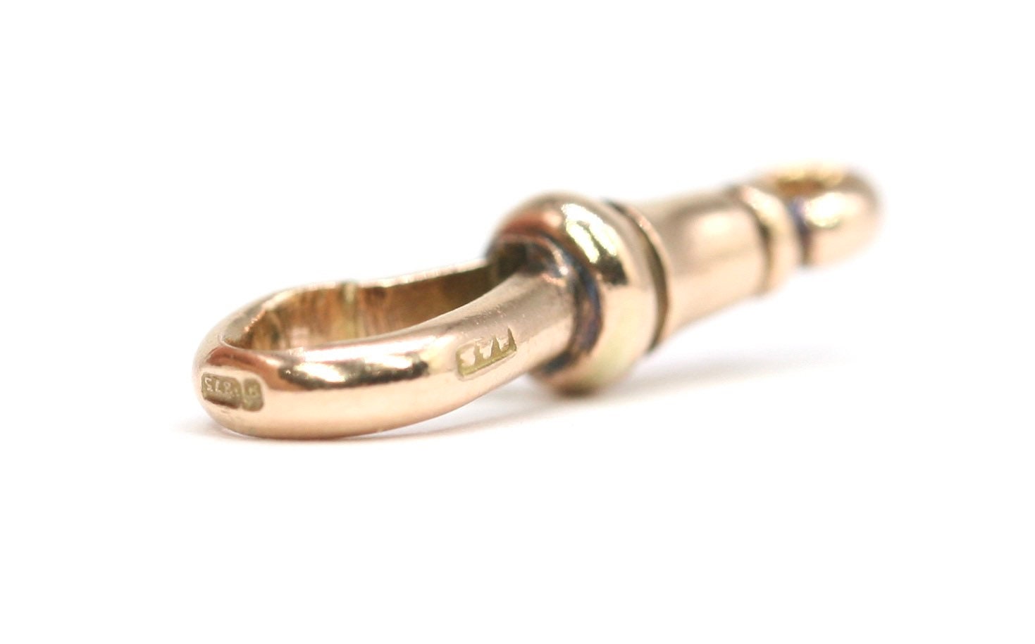 Antique 9ct rose gold dog clip - 23mm