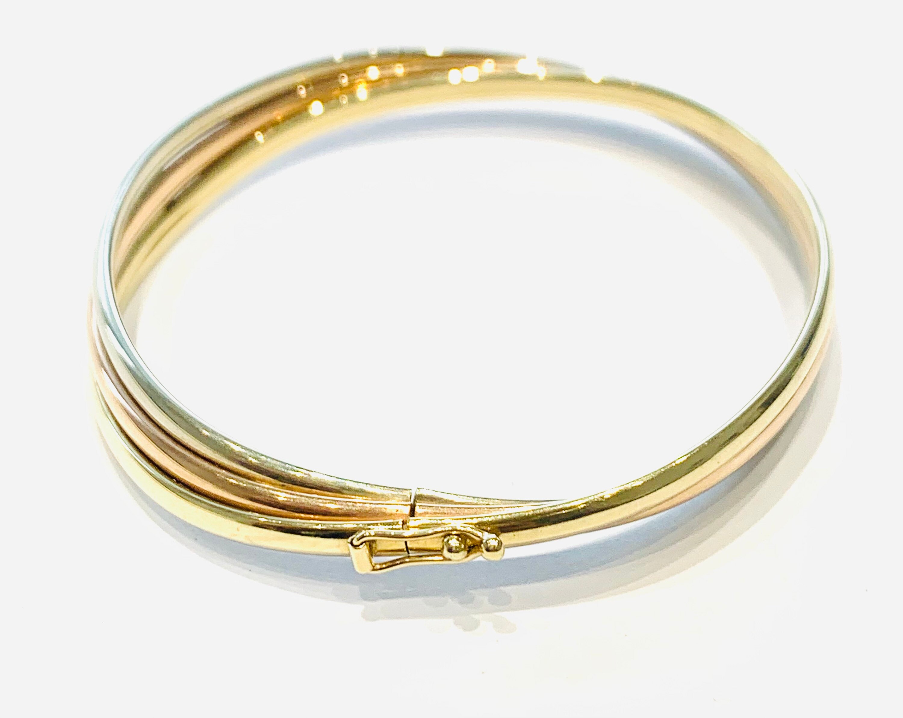 Stunning vintage 9ct three colour gold bangle - hallmarked Birmingham ...