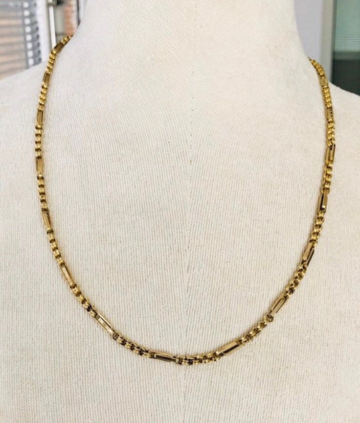 Stunning antique 9ct yellow gold 21 inch fancy link chain