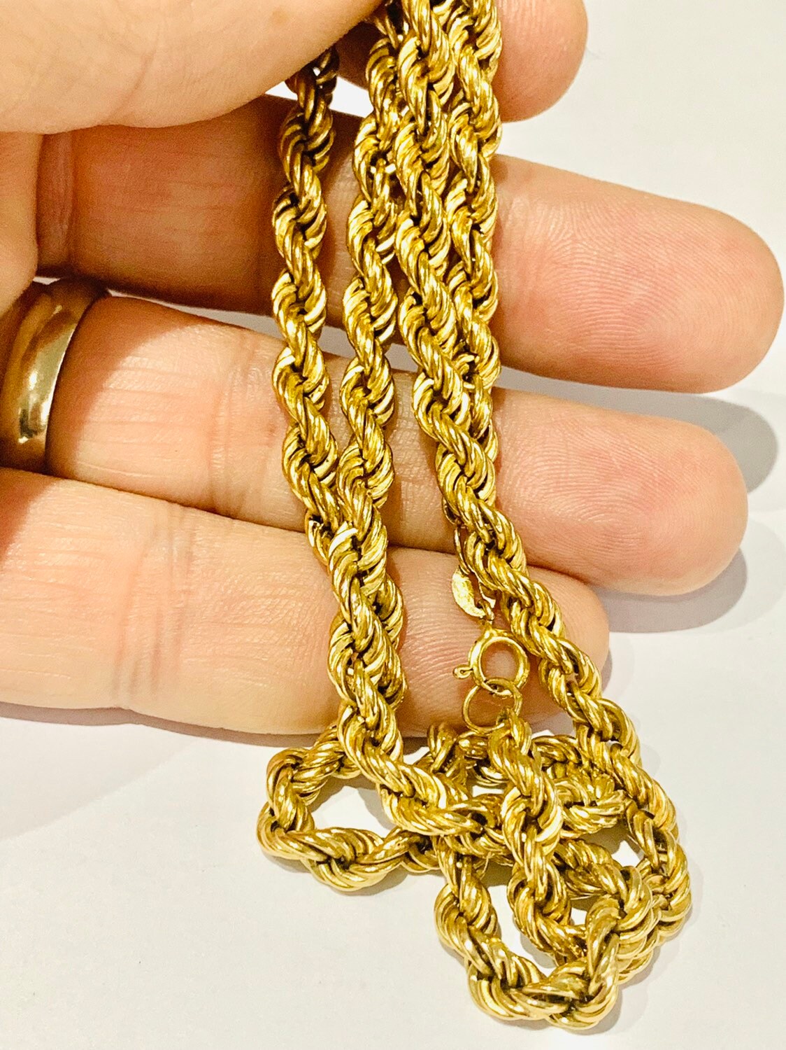 Stunning vintage 9ct yellow gold 21 inch thick rope twist chain - fully ...