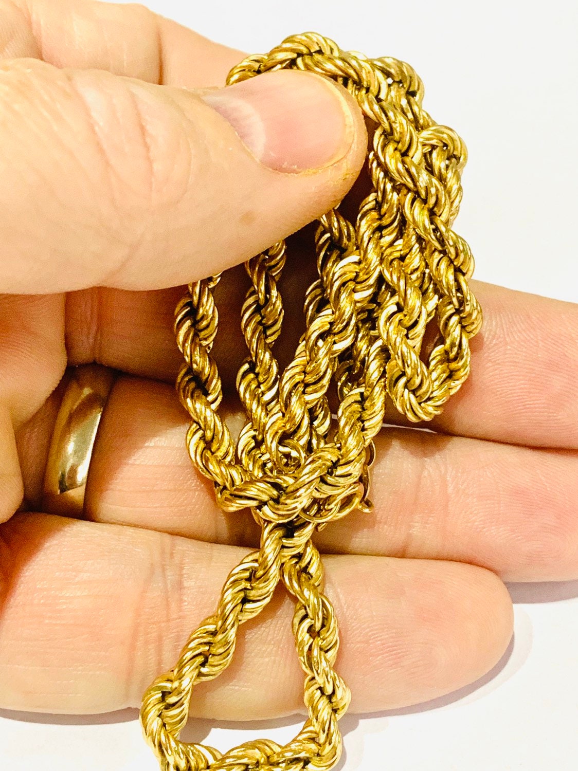 Stunning vintage 9ct yellow gold 21 inch thick rope twist chain - fully ...