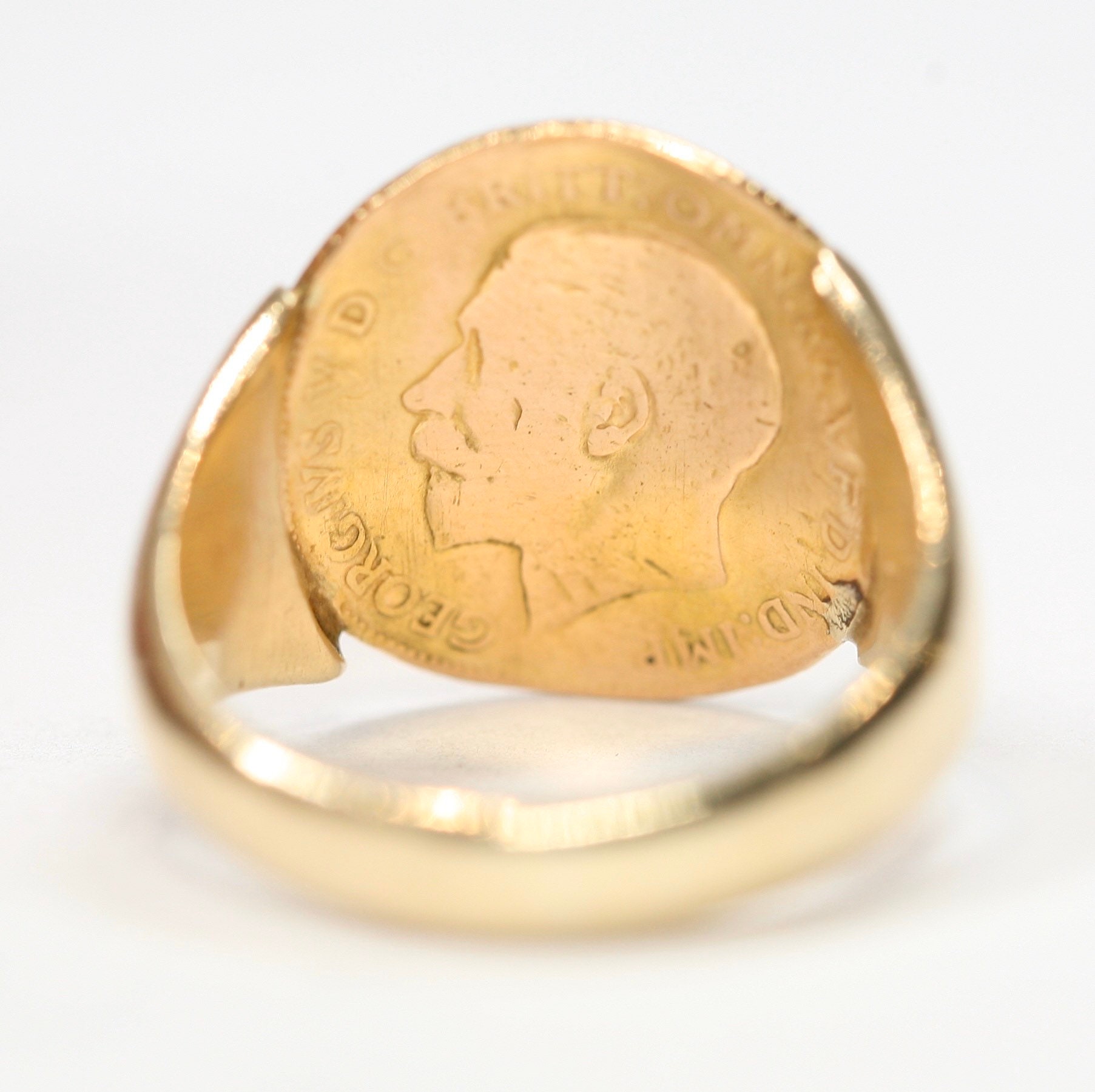 Stunning antique 22ct gold George V 1/2 Sovereign ring - dated 1911 ...
