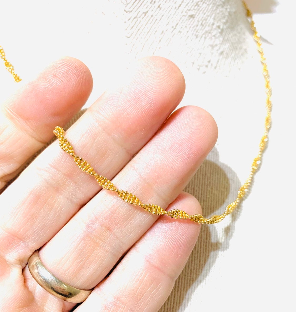 Superb 9ct gold 19 inch fancy chain / necklace - fully hallmarked