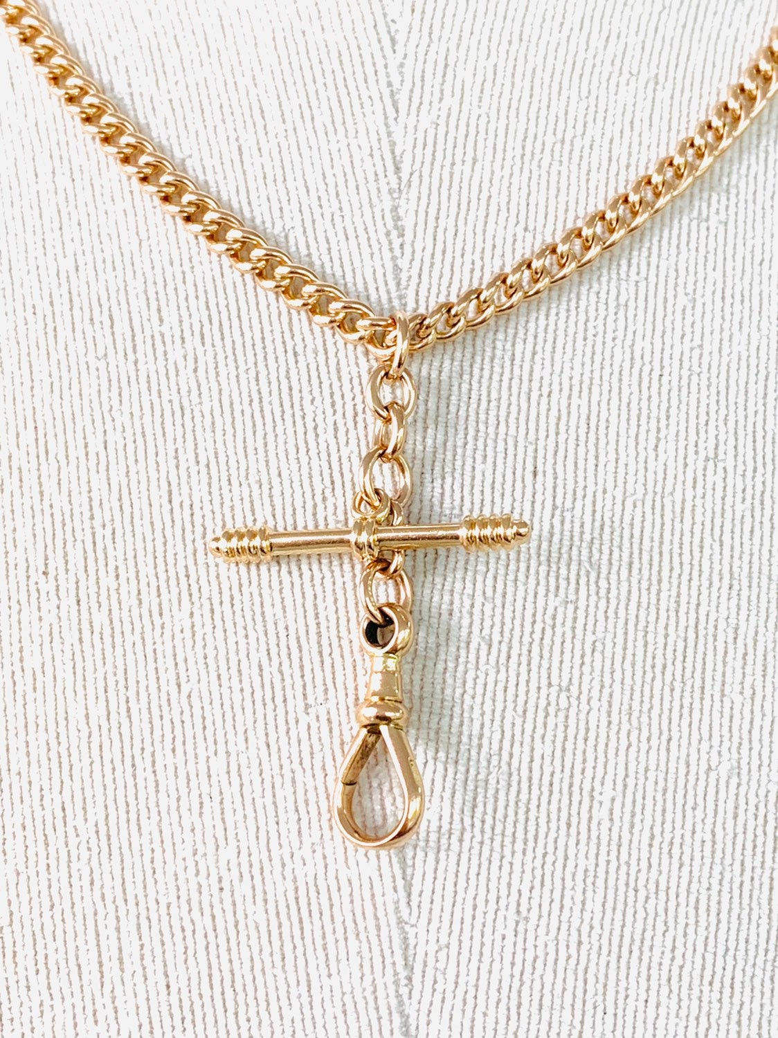 Superb antique 9ct yellow gold 17 inch Albert chain necklace with ...