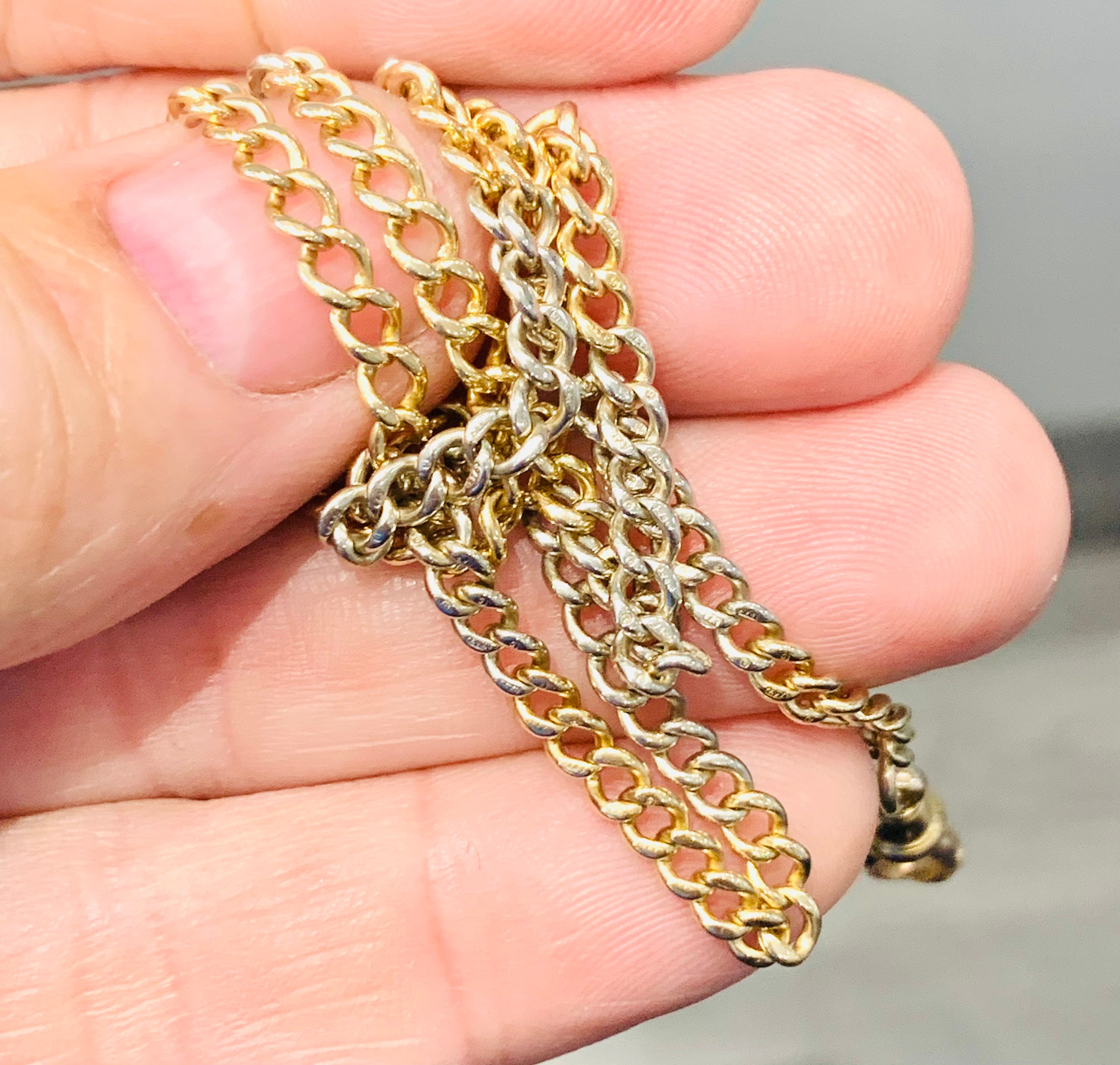 Superb rare antique Victorian 9ct yellow and white gold 17 inch chain ...