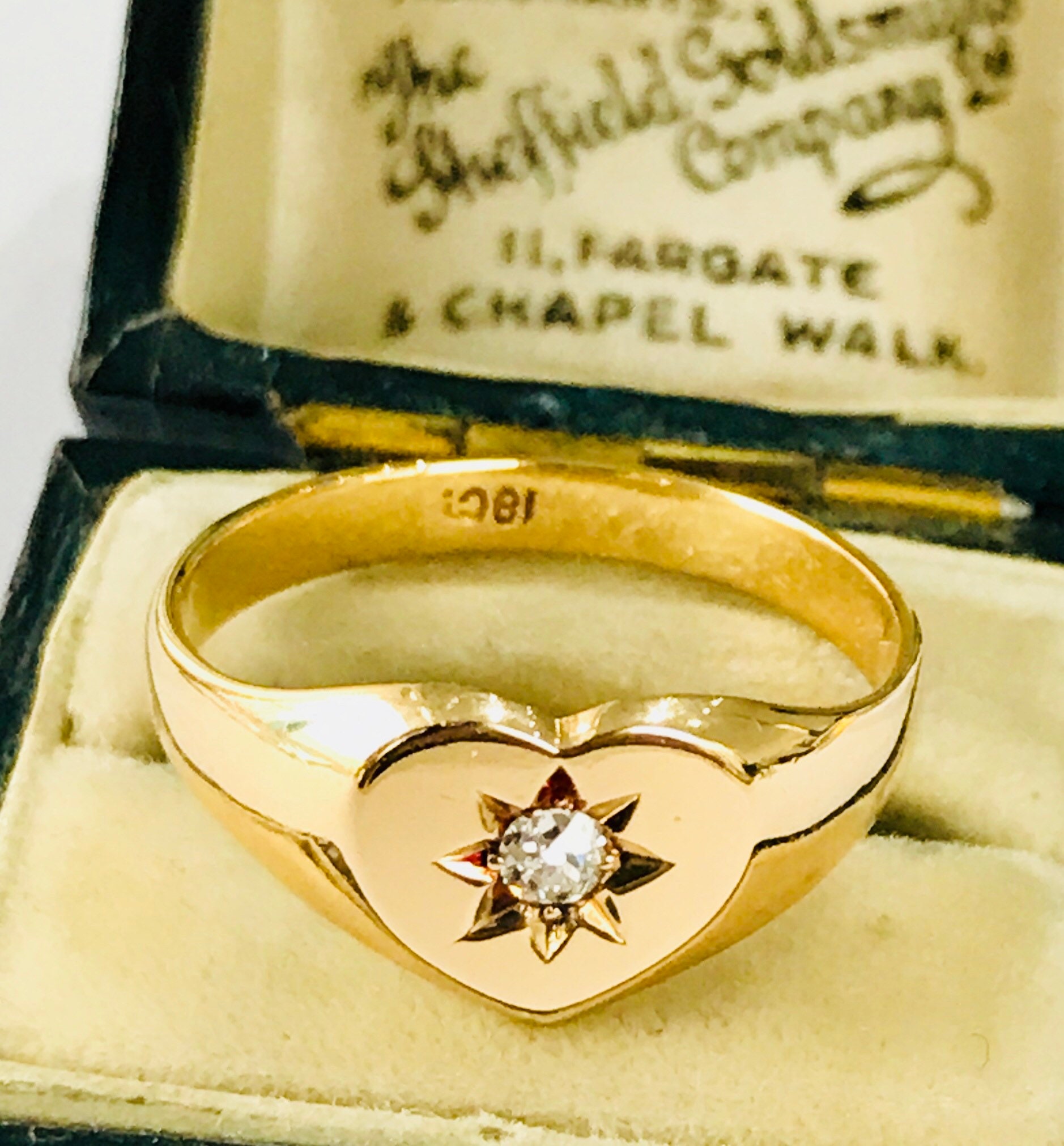 Fabulous Victorian 18ct gold Heart ring with a Rose Cut Diamond in the ...