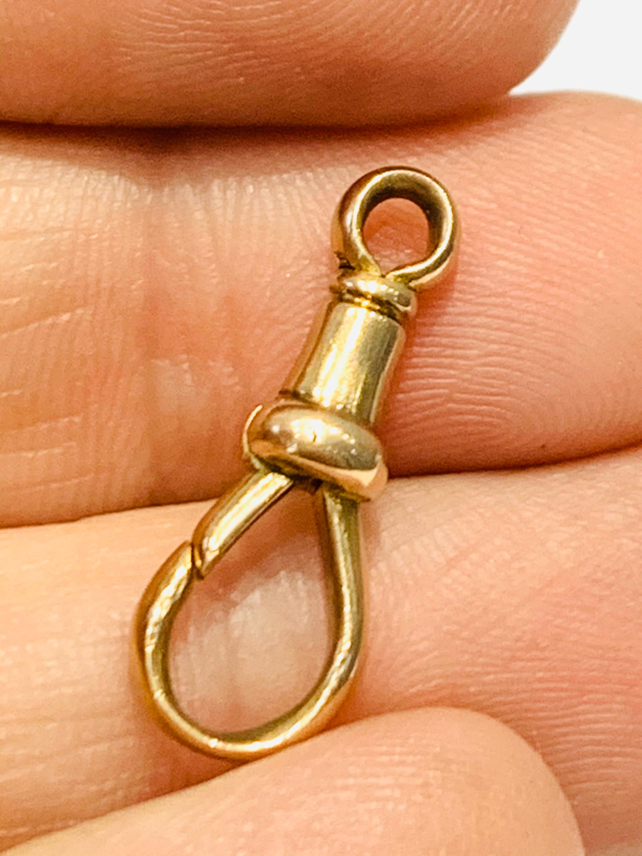 Superb antique 9ct gold Albert dog clip fastener - fully hallmarked - 24mm