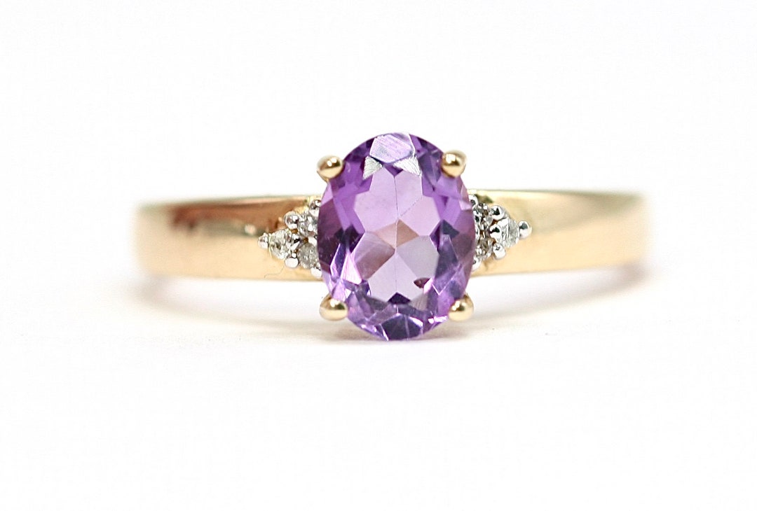 Sparkling Vintage 9ct Gold Amethyst and Diamond Ring Fully Hallmarked Size P or US 7 1/2 - Etsy