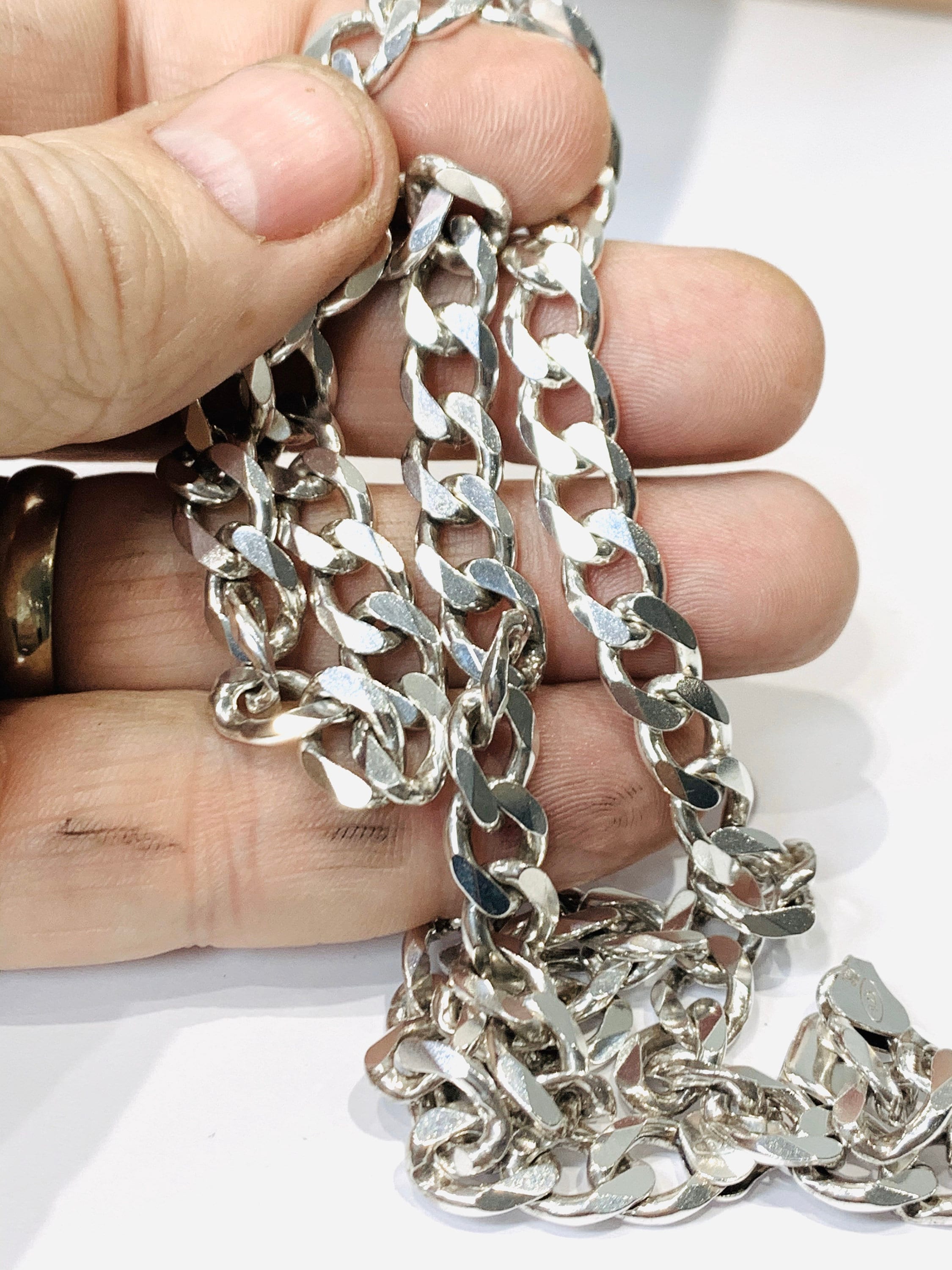 Superb vintage heavy 22 inch sterling silver curb link chain - fully ...