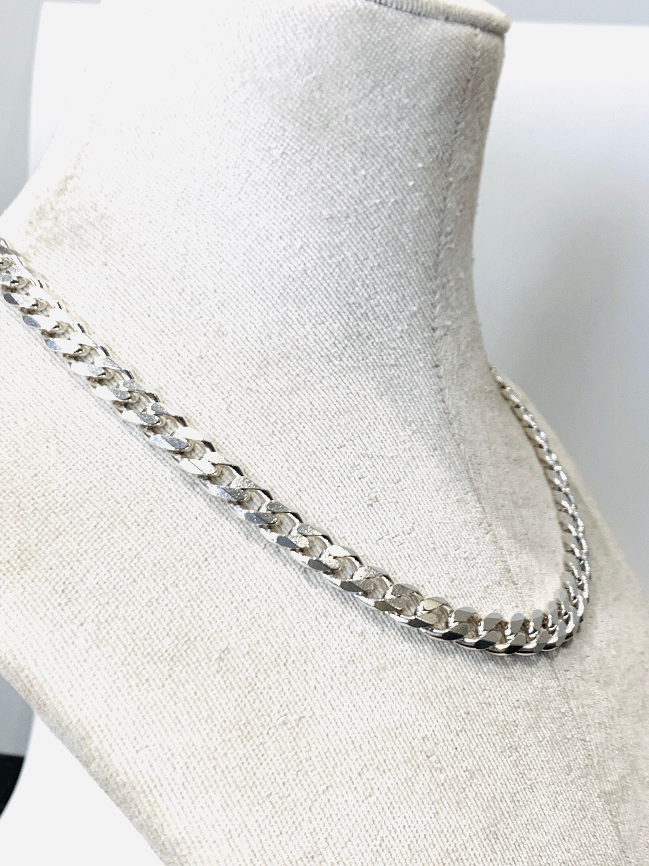 Vintage heavy 19 inch sterling silver curb link chain - fully ...