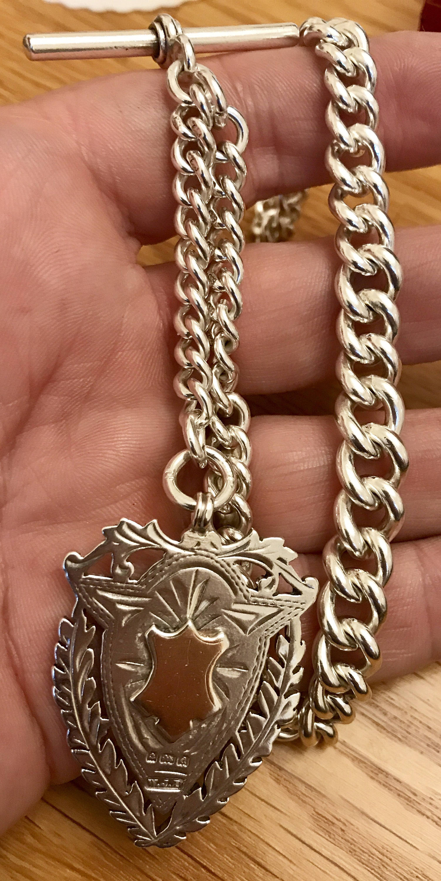 Fabulous heavy original antique Edwardian Albert chain & fob - 1902