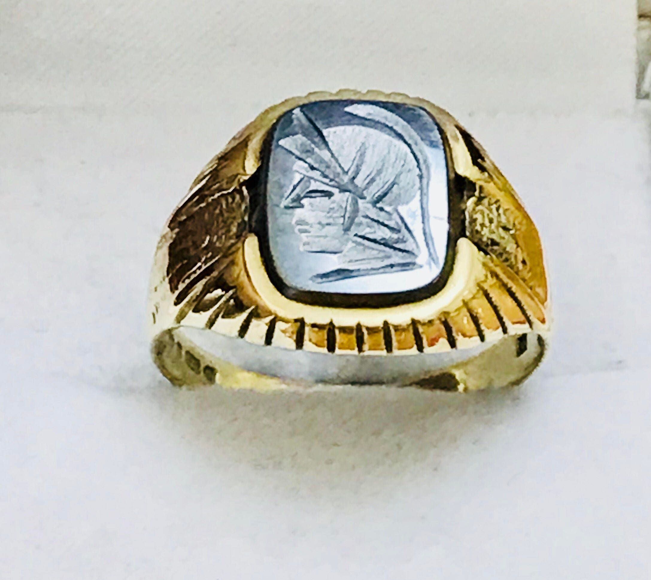 Superb vintage 9ct yellow gold Men's hematite Roman Centurion signet ...