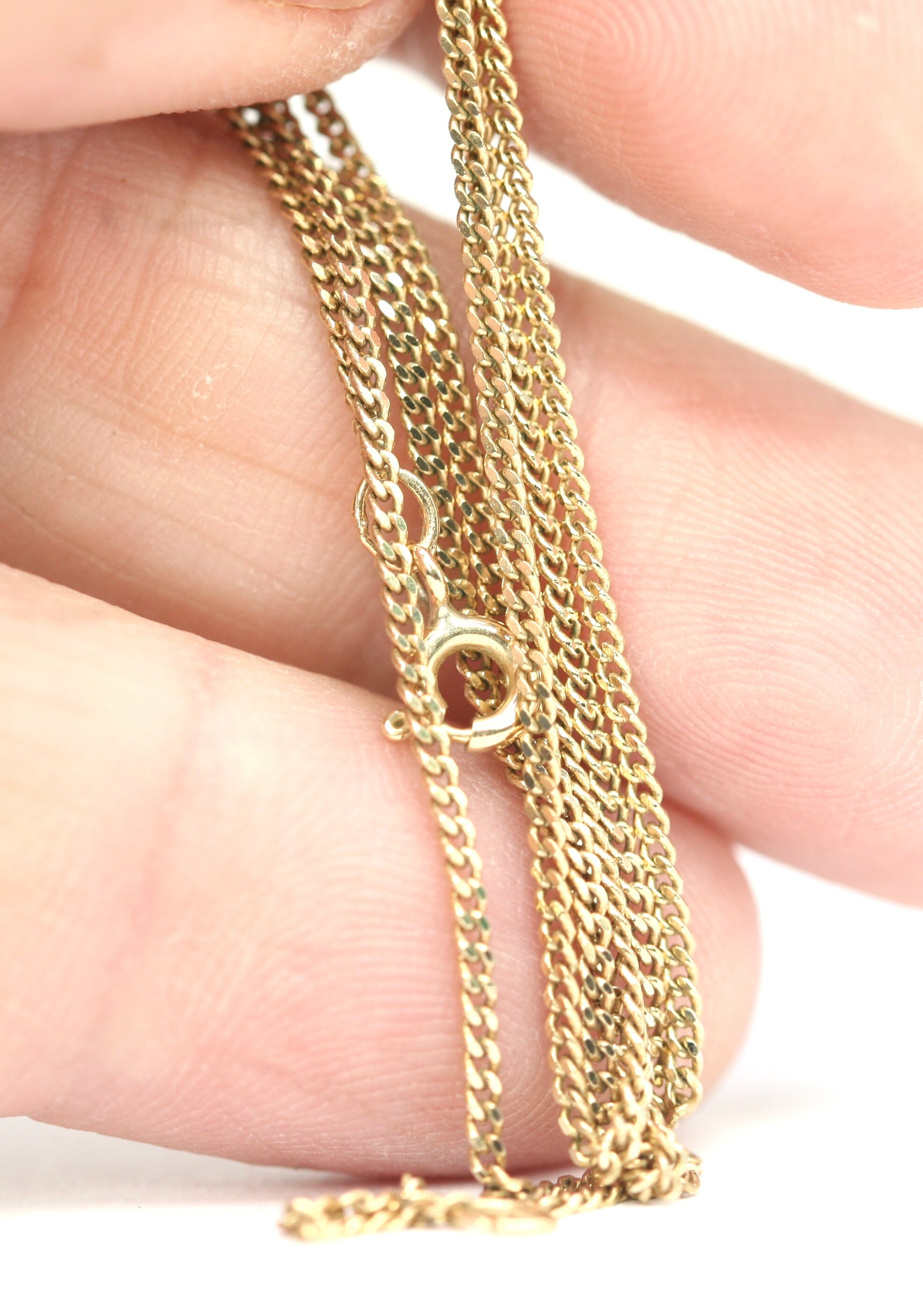 Vintage 20 inch 9ct yellow gold fine curb link chain