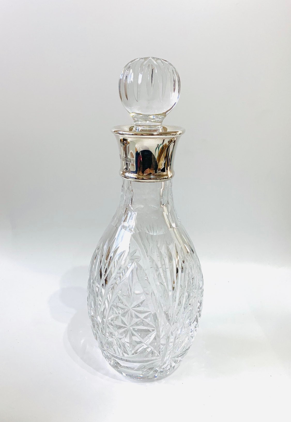 Superb vintage Sterling Silver topped cut glass decanter - hallmarked ...