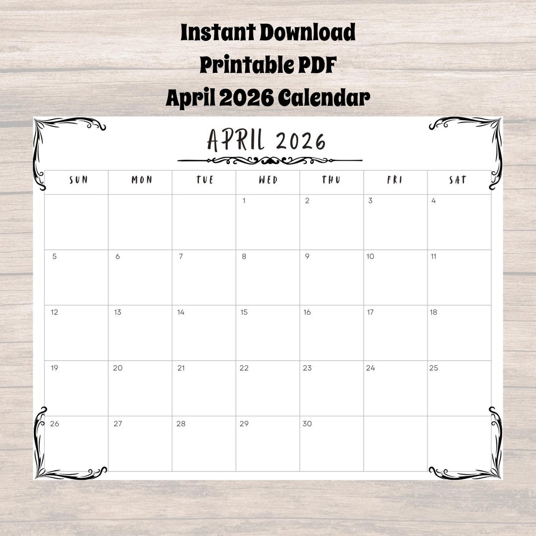 April 2026 Calendar Printable | Monthly Planner (instant Download) - Etsy